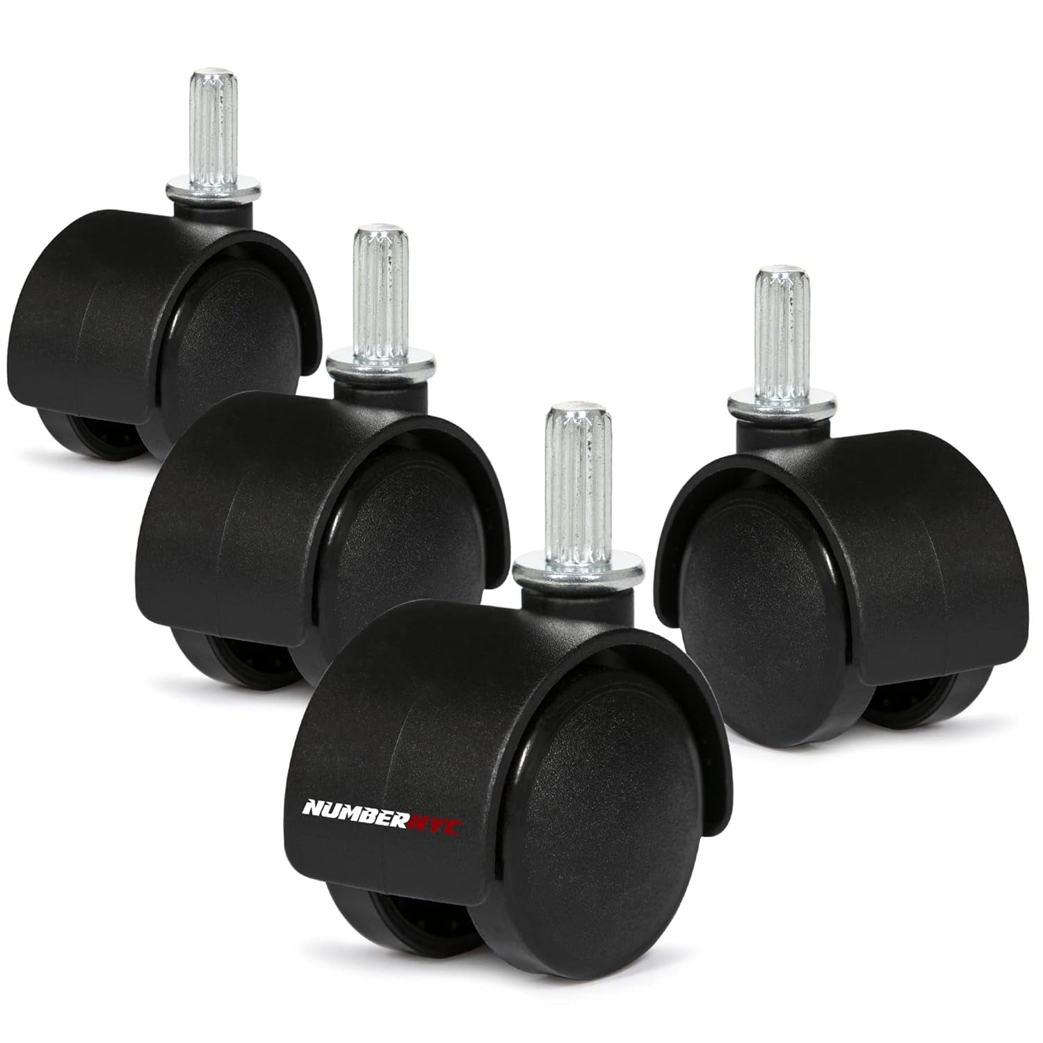 Set of 4 Caster Wheels for Black Plastic Office Chairs 2.5" Metal Thin ...