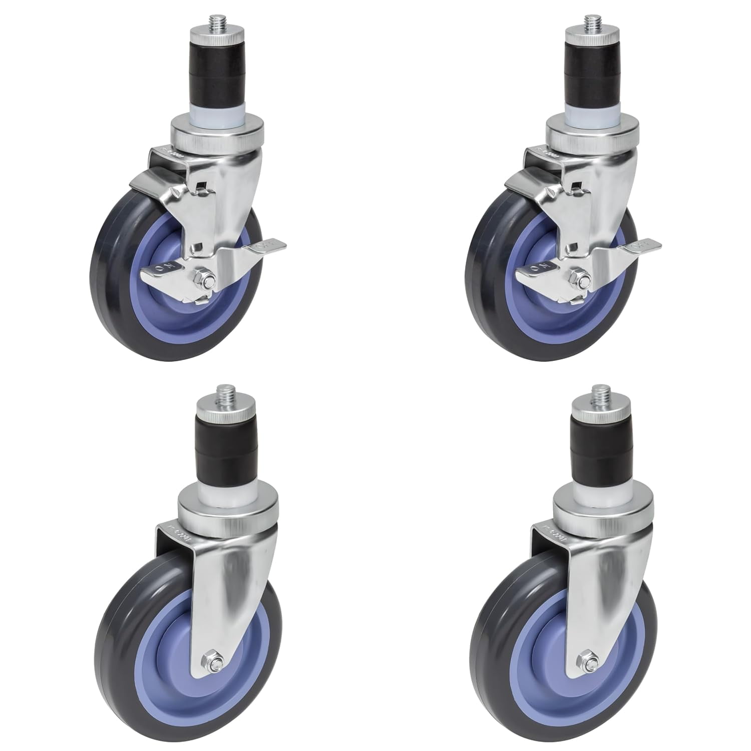 Set of 4 Casters for 1-1/2" or 1-5/8" Tubig Legs for Worktables ad ...