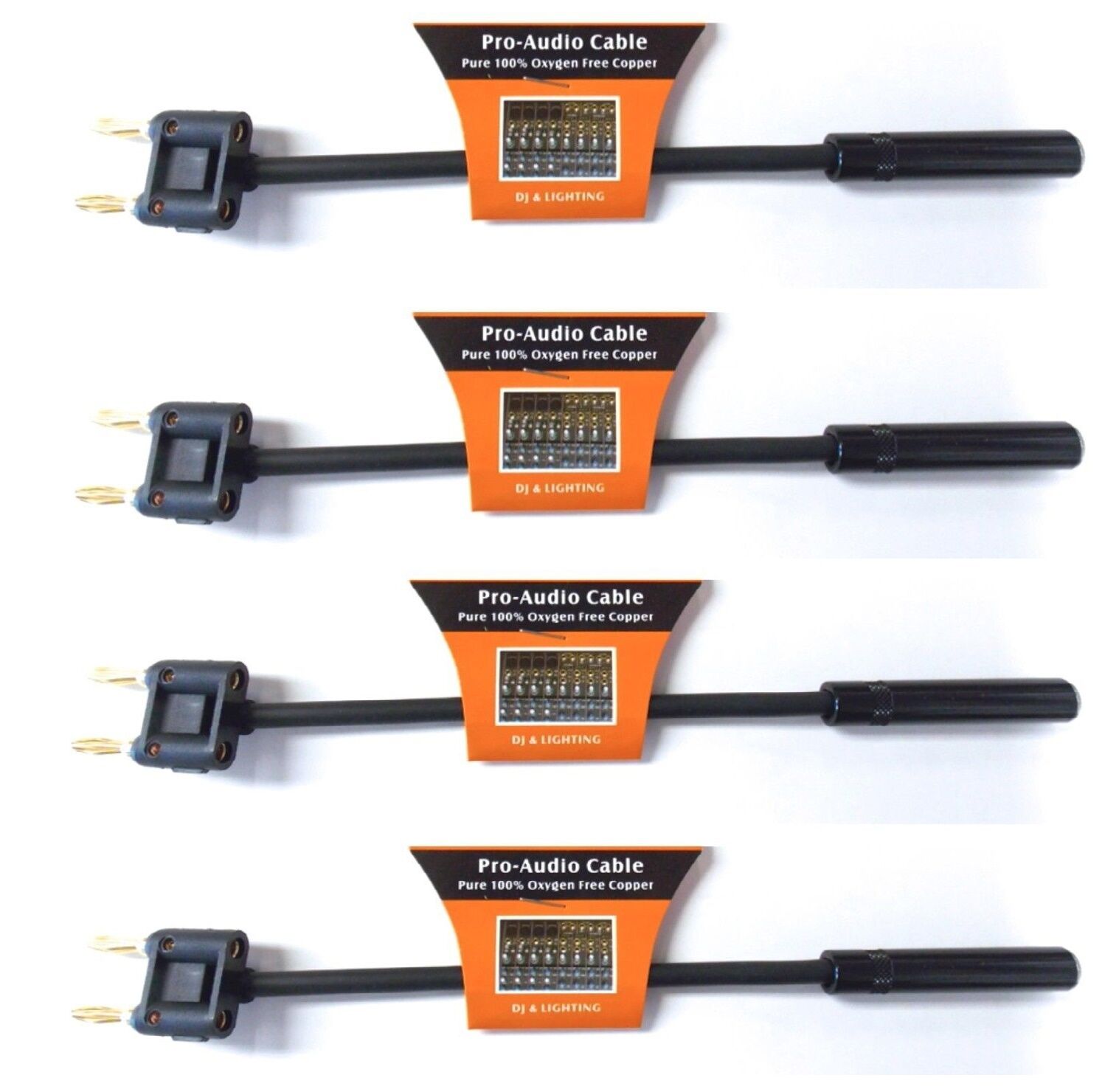 Set of 4 Cedarslink black 6" 1/4 inch To Banana Plug Speaker Adaptors ...
