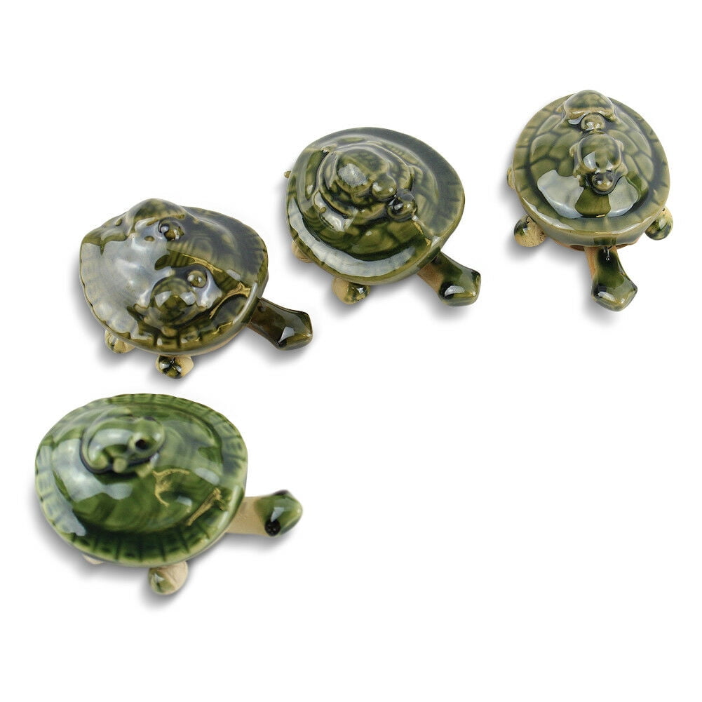 Set of 4 Ceramic 3" Green Mini Bobble Head Turtle Statues - Walmart.com