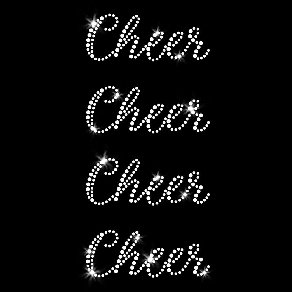 Set of 4 Cheer Script Iron-on Clear Rhinestone Transfer by JCS ...