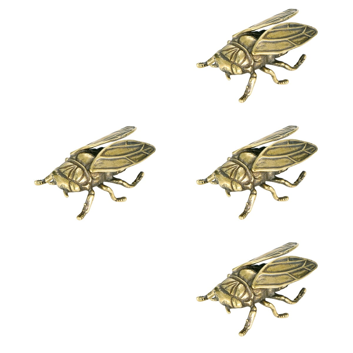 Set of 4 Decorative Brass Cicada Insect Ornaments for Desktop, Delicate ...