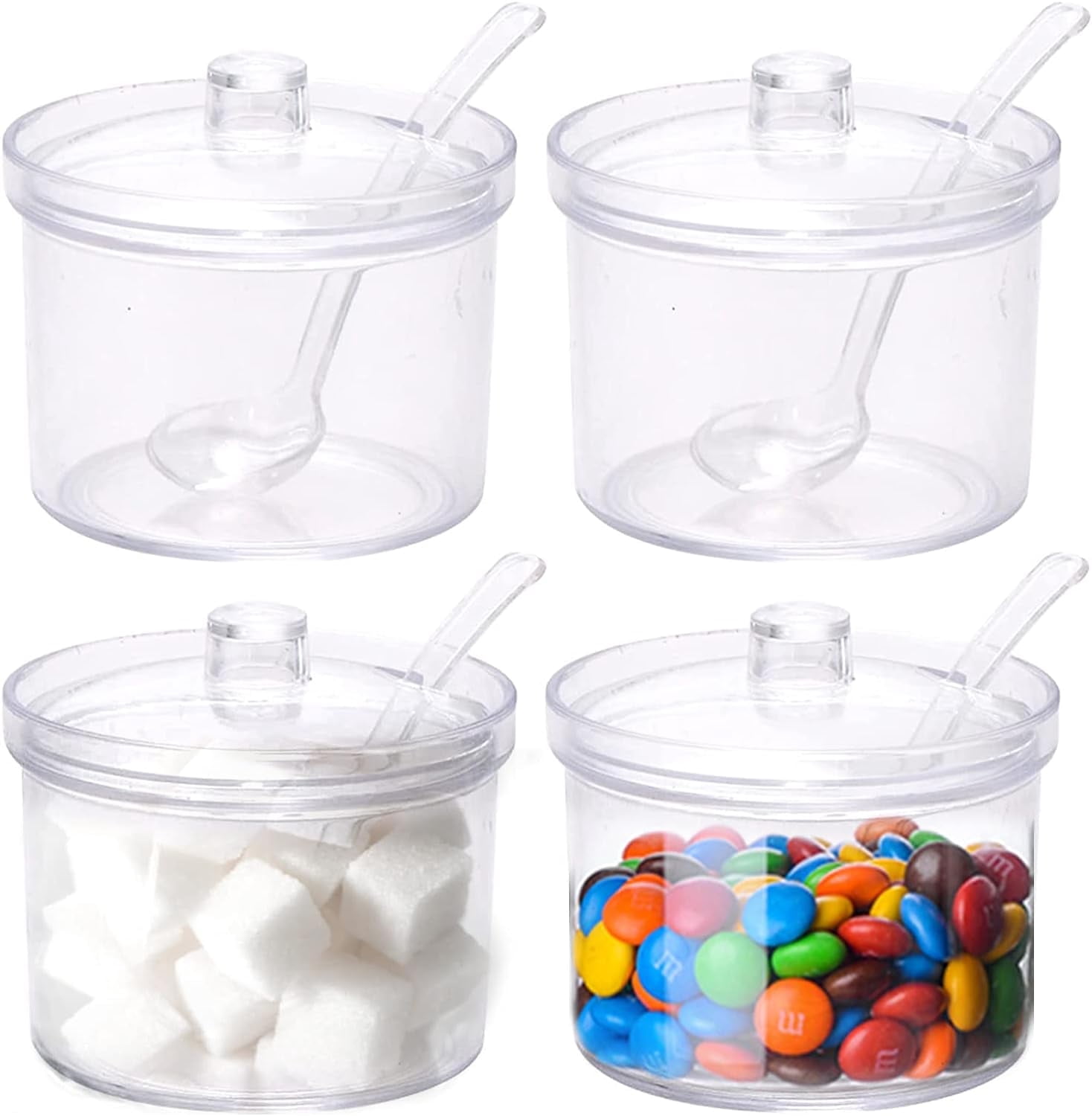 Cheeren Clear Acrylic with Lid Sugar Food Storage Jar (4 Count ...