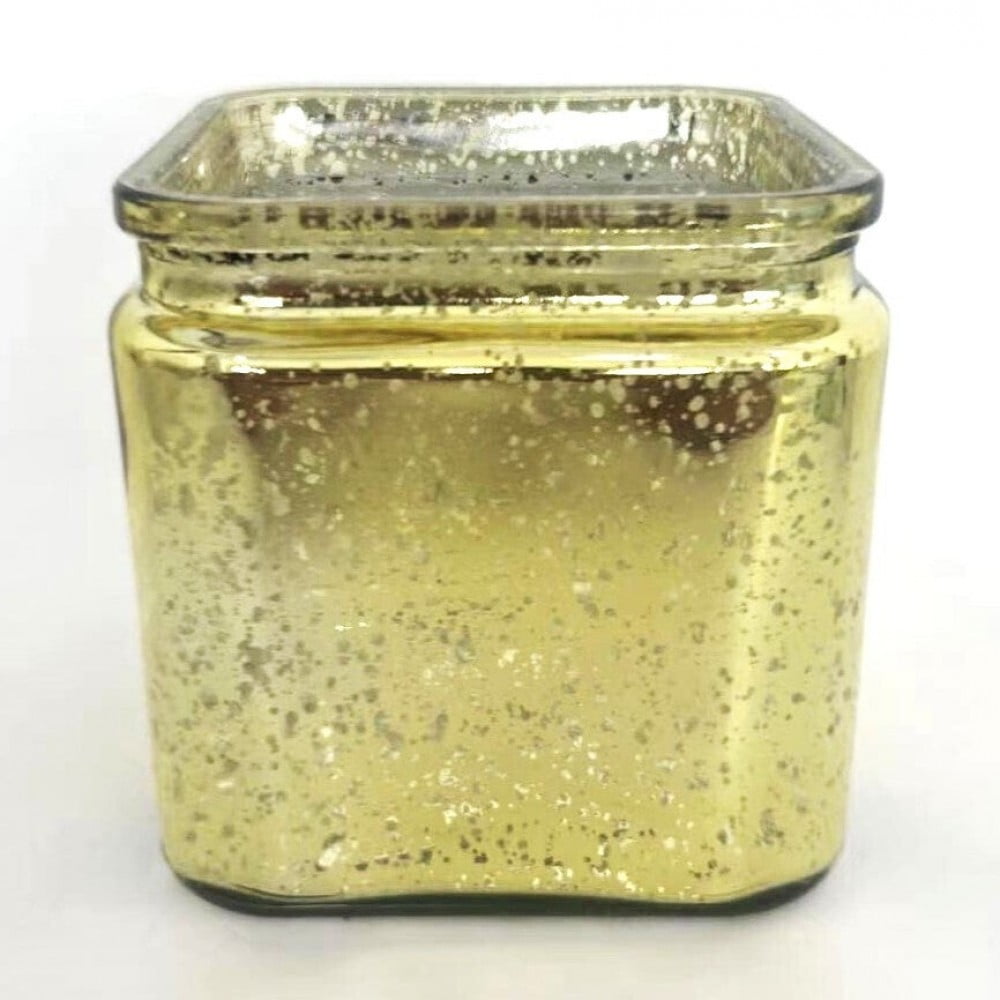 Set of 4 Clear Glass With Mercury Gold Finish Cube Vase - Walmart.com