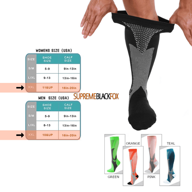 Set of 4 Compression Socks Knee-High Support (20-30 mmHg) Athletic ...