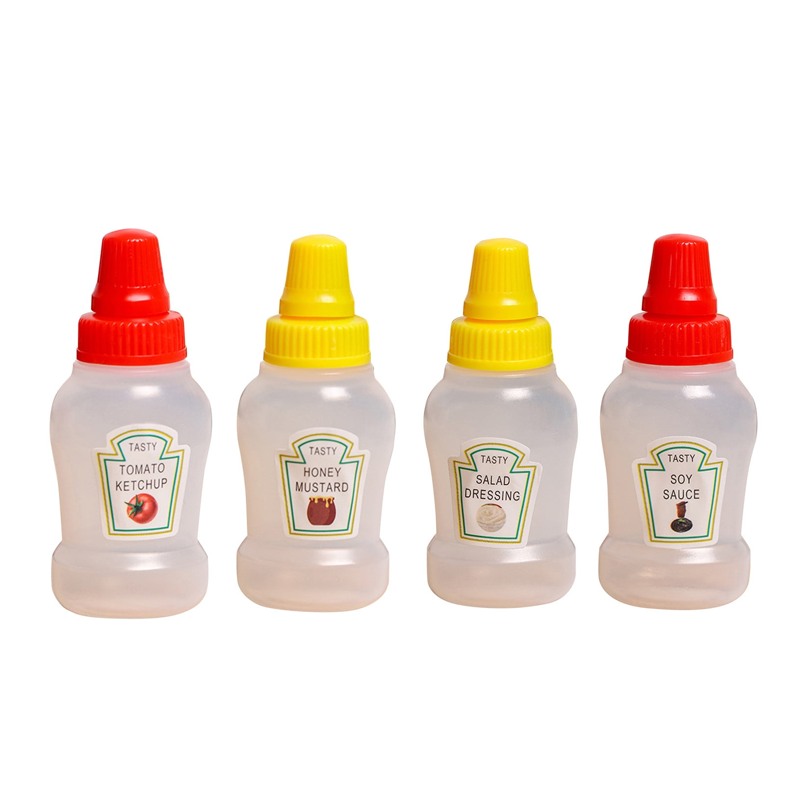 Set of 4 Condiment Squeeze Bottles - 8 oz Refillable for Ketchup ...