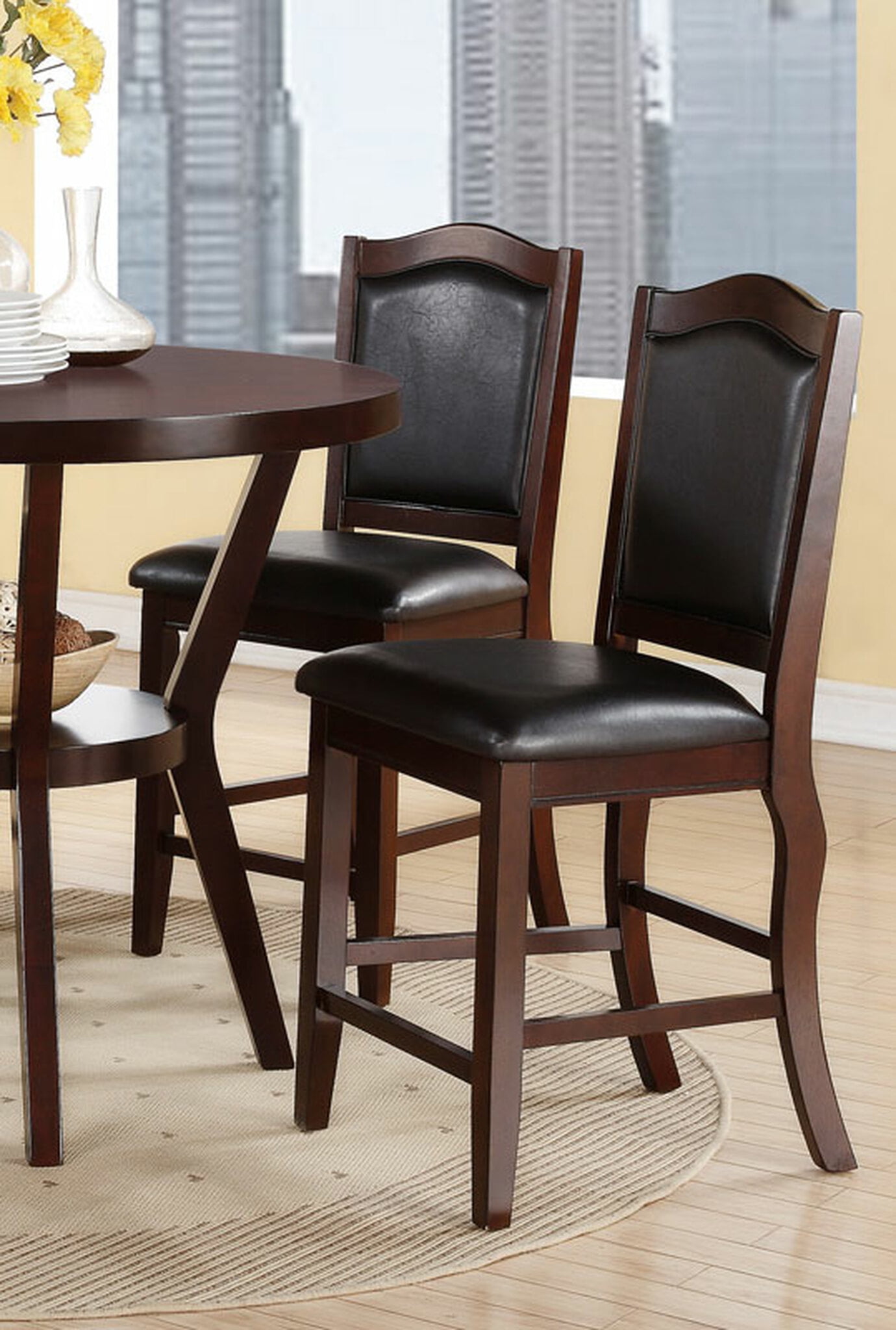 Set of 4 Counter Height Dining Chairs Kitchen Breakfast Dinette ...