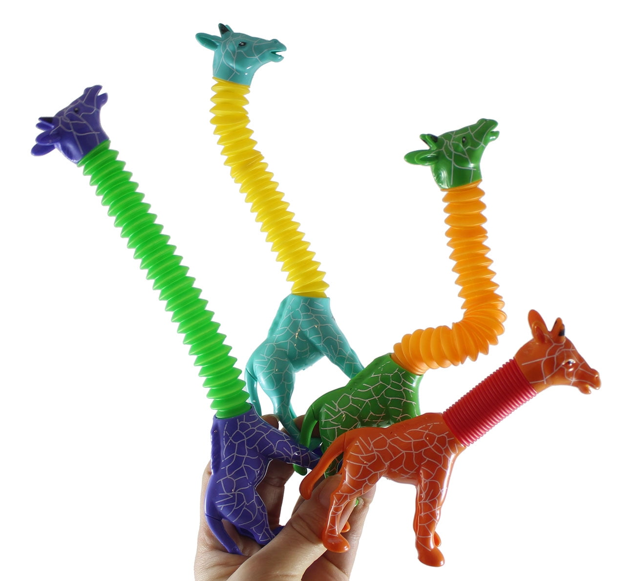 Set of 4 Cute Giraffe Neck Pull and Pop Snap Animal Expanding Flexible ...