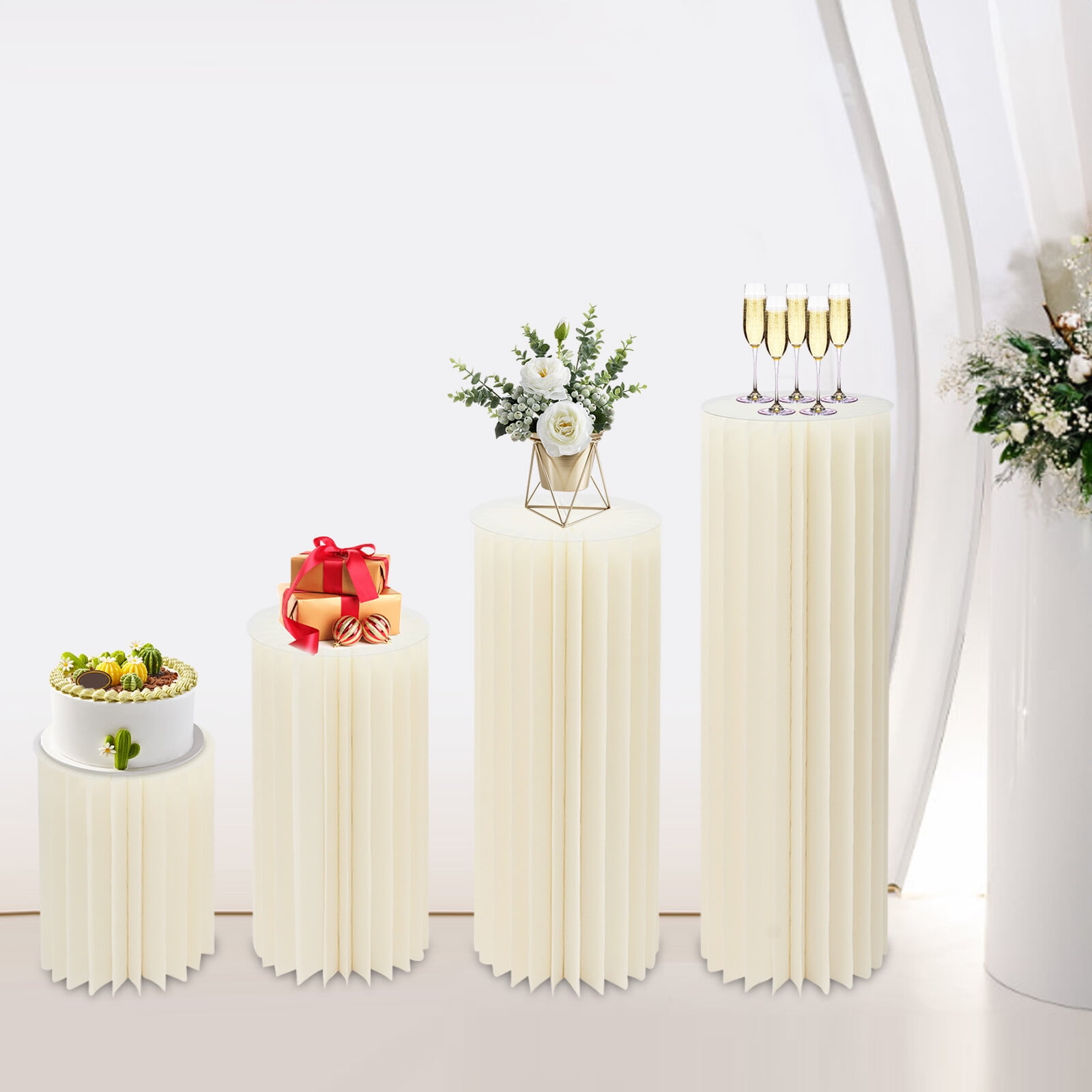 Set of 4 DIY Cardboard Flower Cake Stand Weddings Centerpiece ...