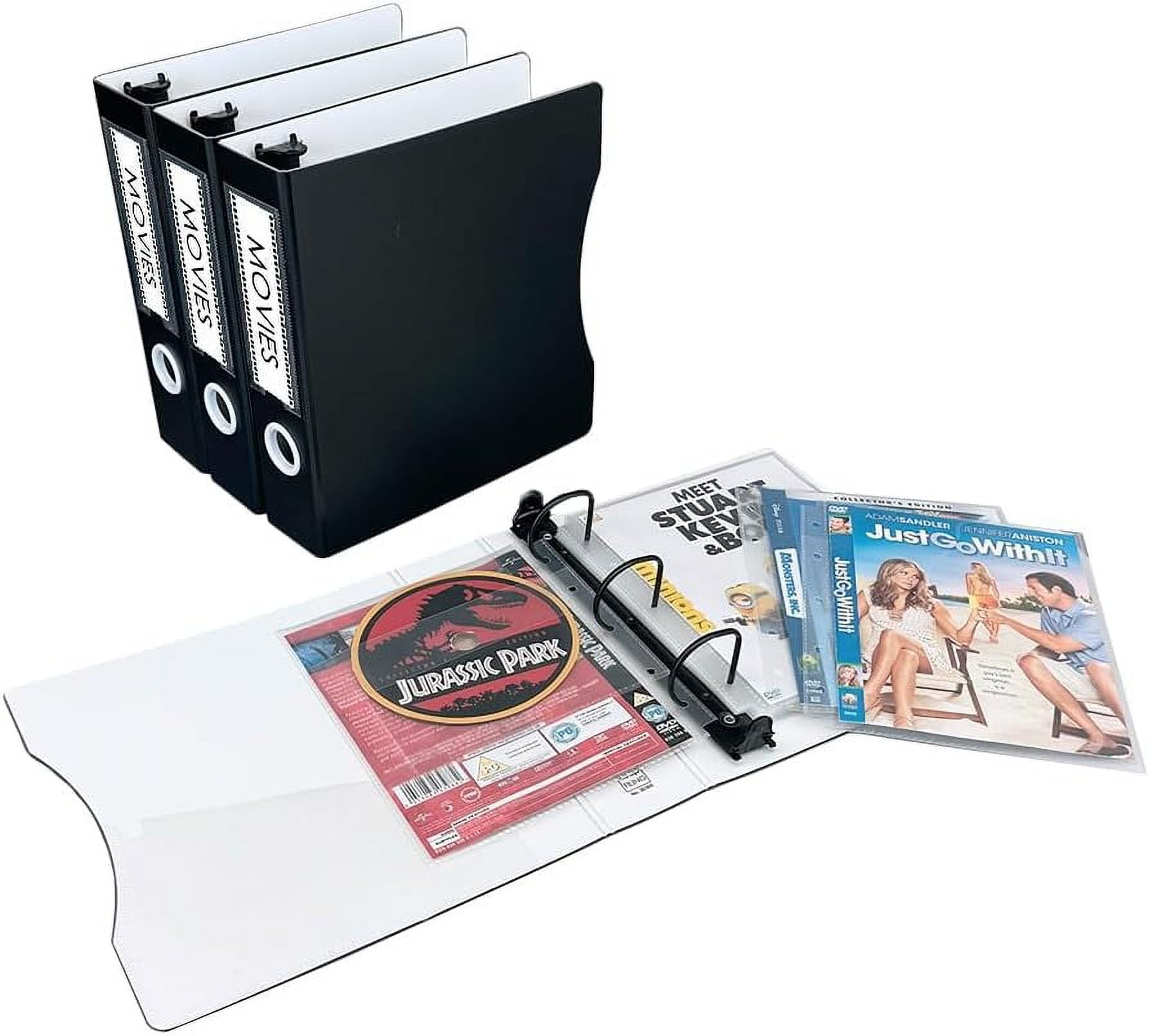Set of 4 DVD Storage Binders (Black/Snow White) with 80 Clear DVD Pages ...