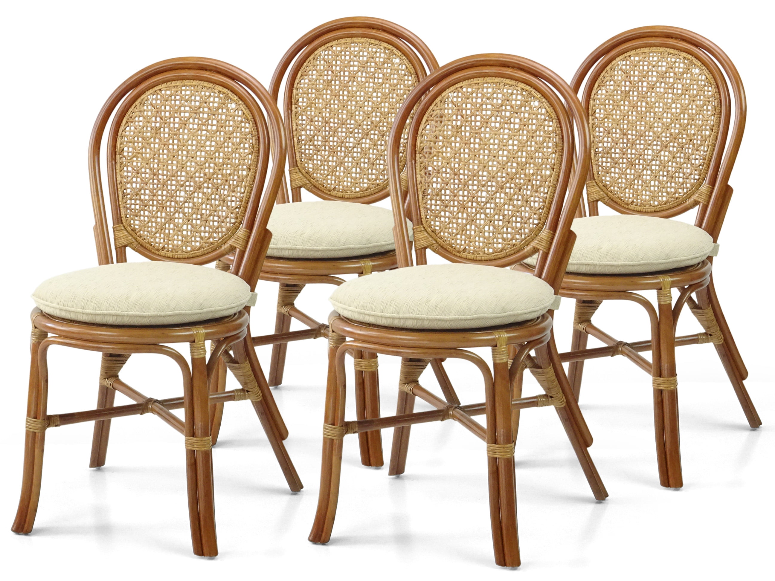 Denver Set of 4 Indoor Modern Armless Dining Wicker Side Chairs with ...
