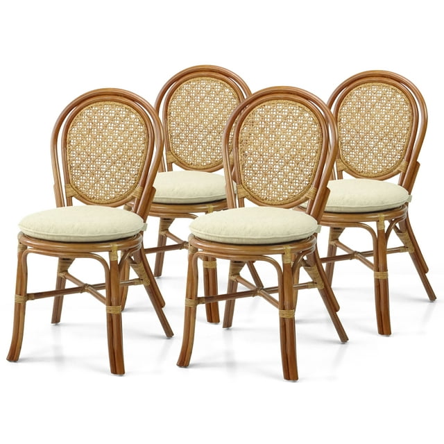 Denver Set of 4 Indoor Modern Armless Dining Wicker Side Chairs with ...