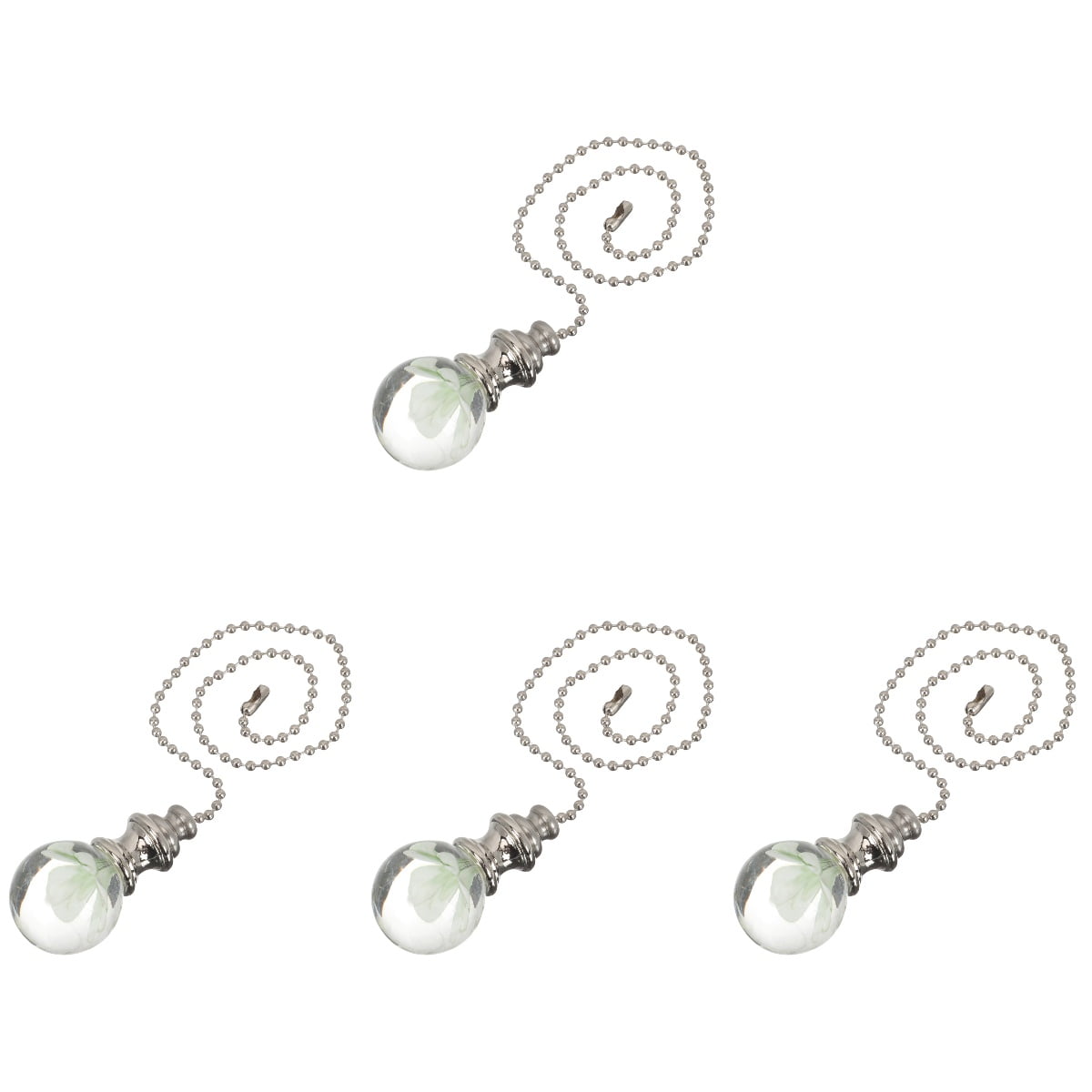 Set of 4 Diamond Decor Pull Chain Decorative Fan Ceiling Glass Metal ...