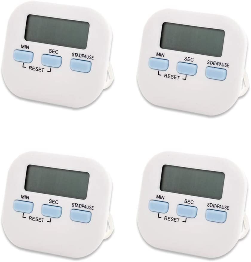 Set of 4 Digital Kitchen Timers, Large Digits, Loud Alarm, Magnetic ...