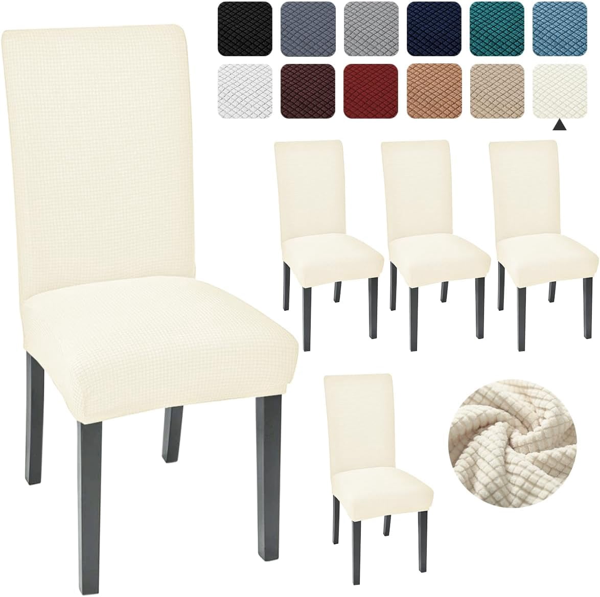 Set of 4 Dining Chair Covers, Stretchable Parsons Chair Slipcovers ...
