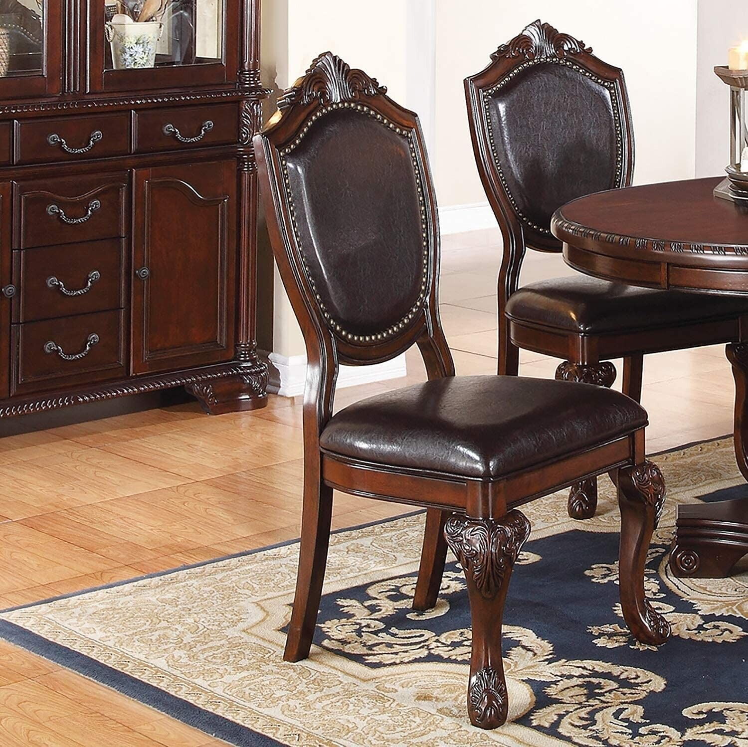 Royal Classic Set of 4 Formal Dining Chairs, Dark Brown/Espresso Faux ...