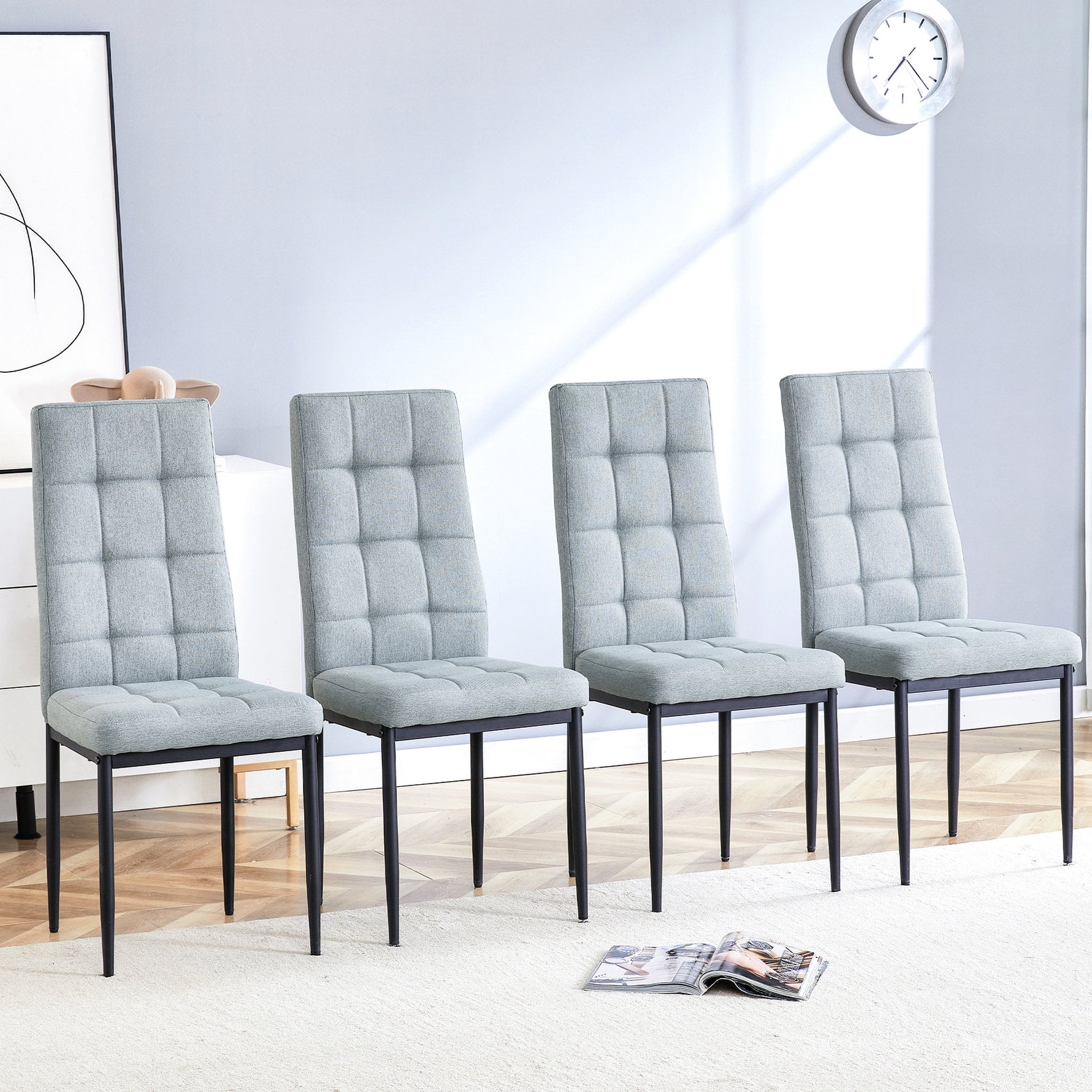 Set of 4 Dining Chairs | Elevate Dining Experience | Linen Fabric ...