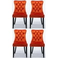 Set of 4 Modern Velvet Upholstered Dining Chairs with Nailhead Trim ...