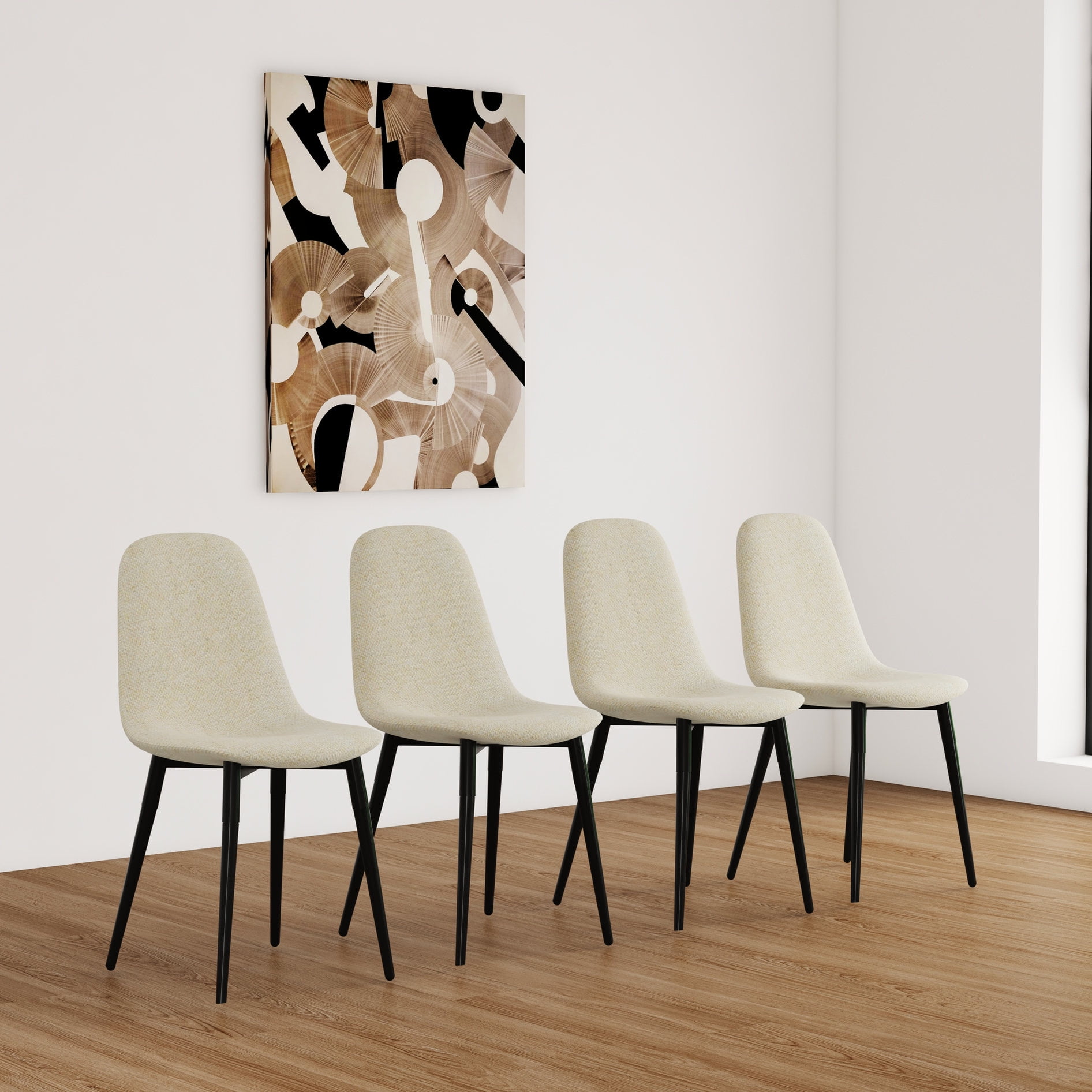 Set of 4 Dining Chairs | Mid - century Modern for Kitchen | Linen ...