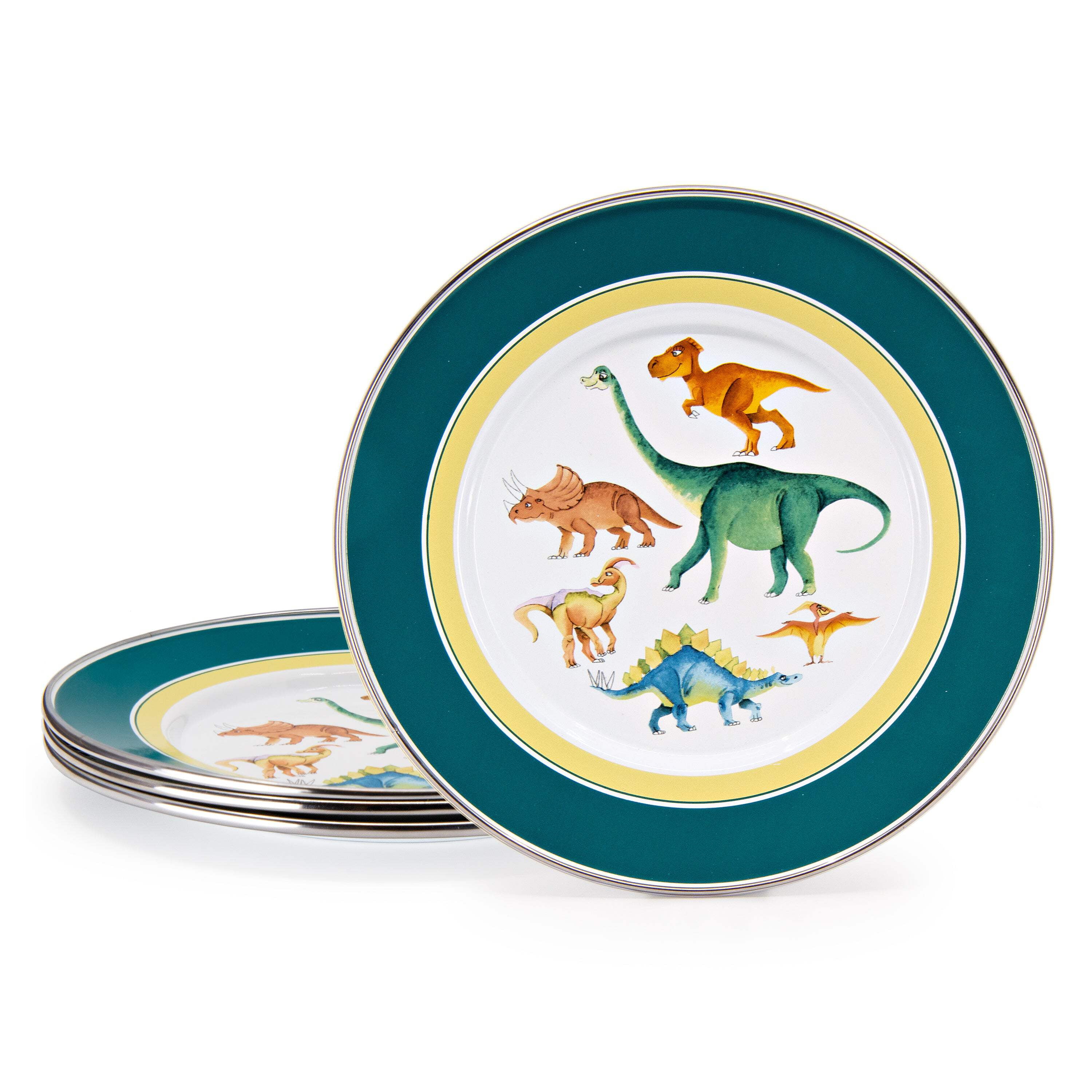 Dinosaurs Pattern - Set of 4 - 8.5 inch Child Plates - Golden Rabbit ...