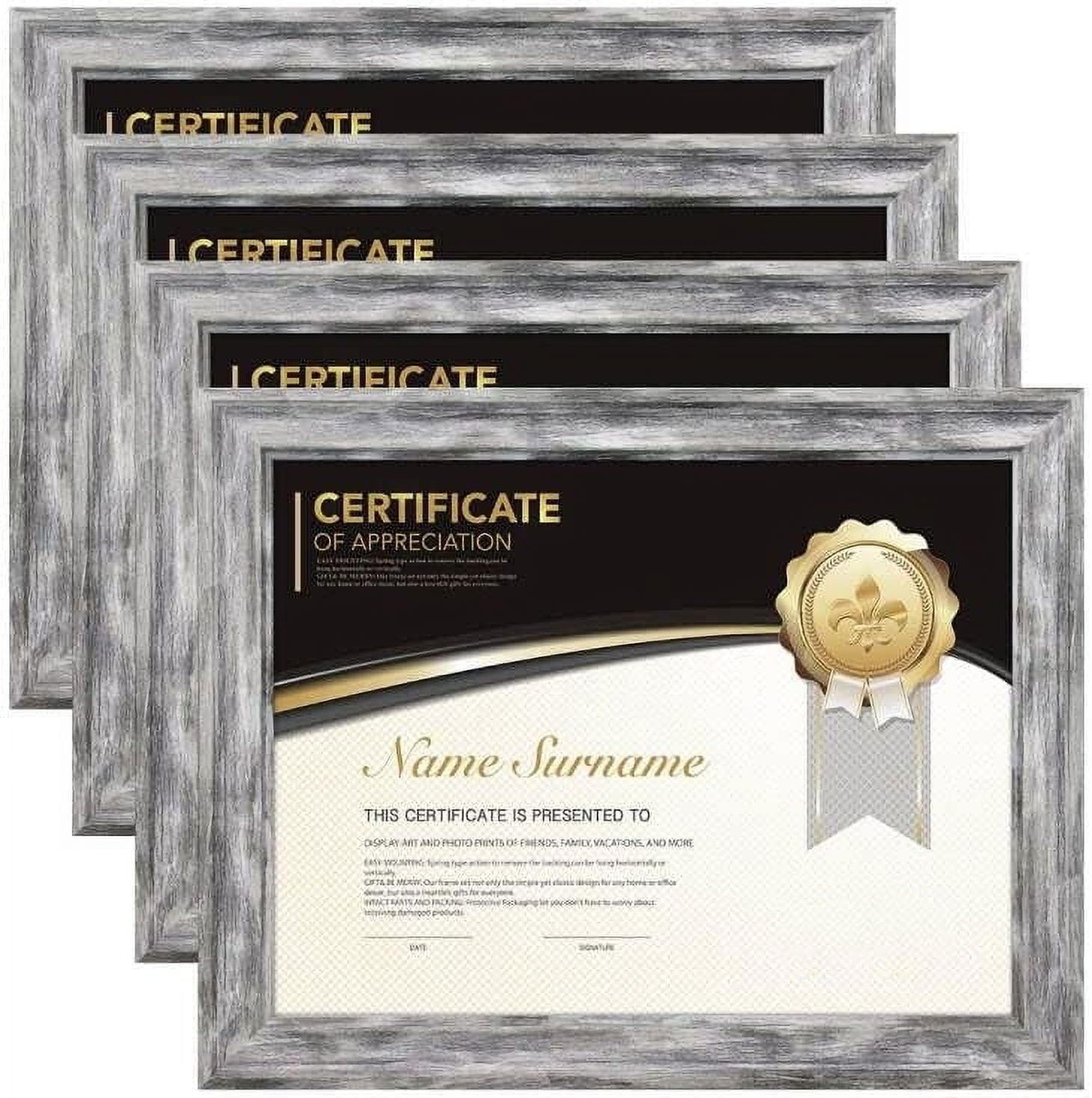 Set of 4 Document frames 8.5x11 Certificate Frames for Wall Or Tabletop ...
