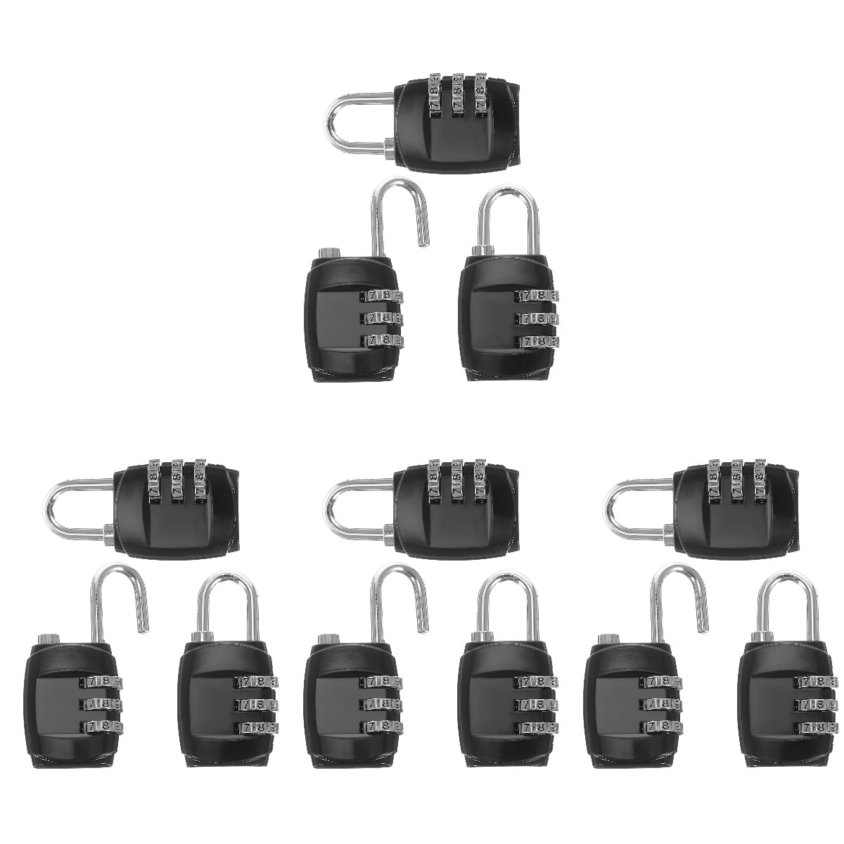 Set of 4 Door Knob with Lock Locker Password Multiple Use Padlock Black ...