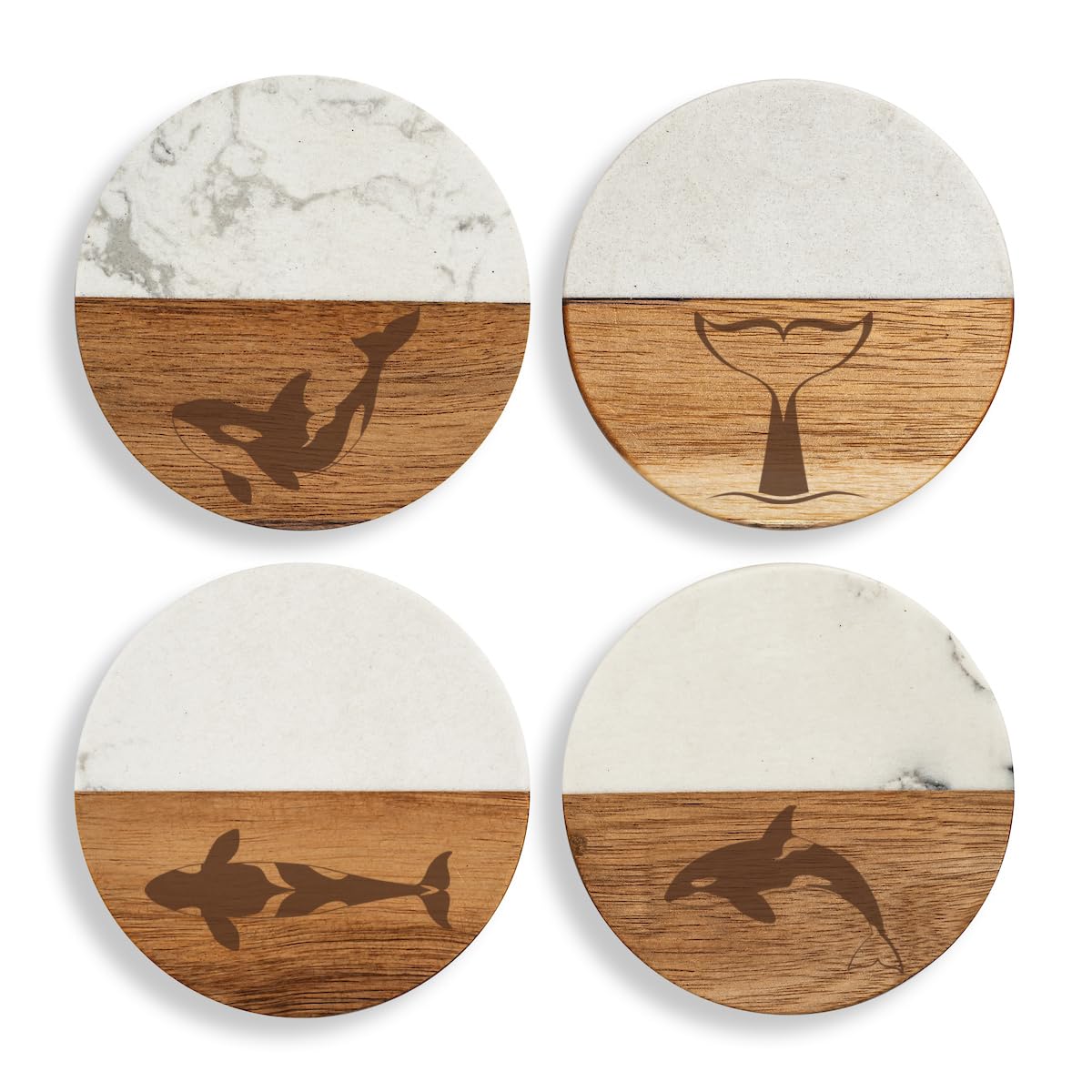 Set of 4 Drink Coasters with Holder Gift Orca Killer Whale Collection ...