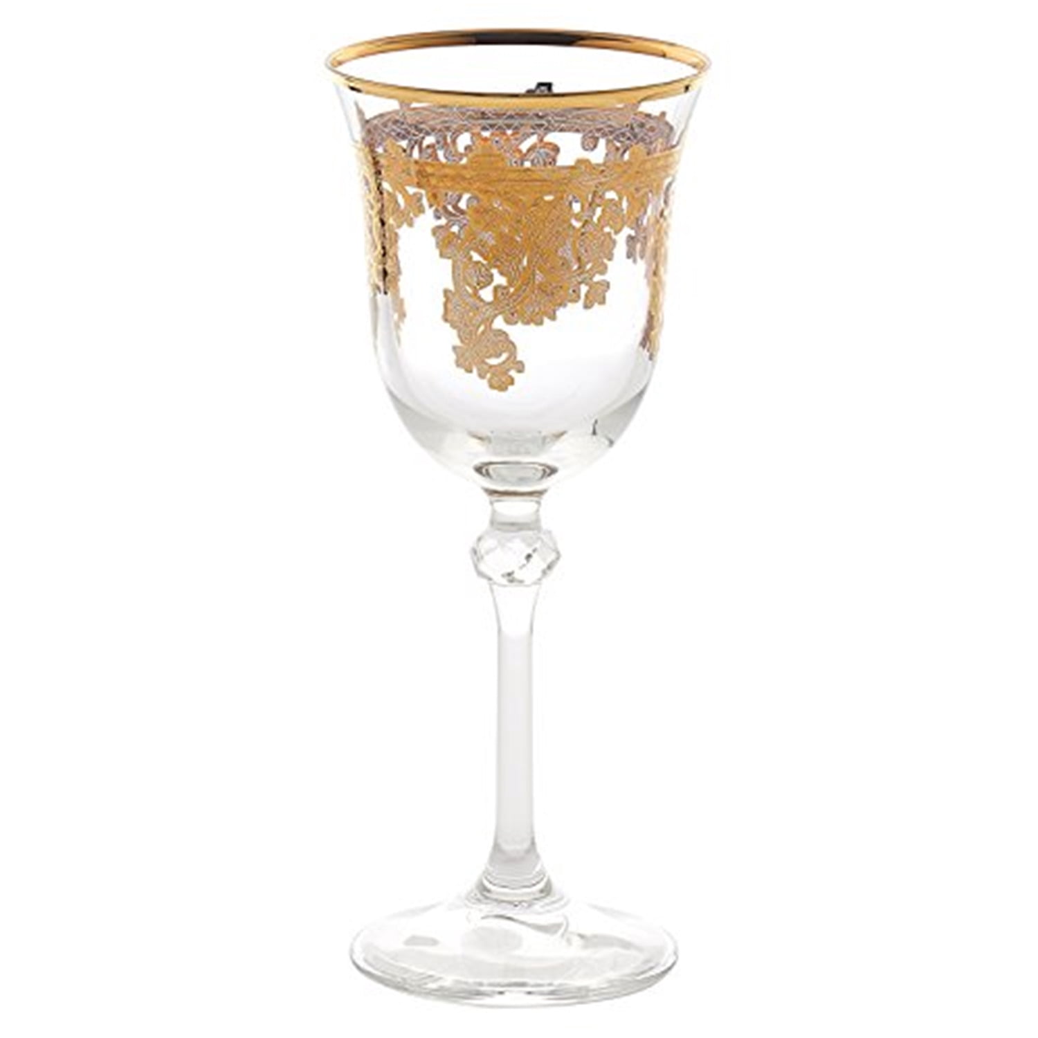Set of 4 Embellished 24K Gold Crystal White Wine Goblets-Made In Italy ...