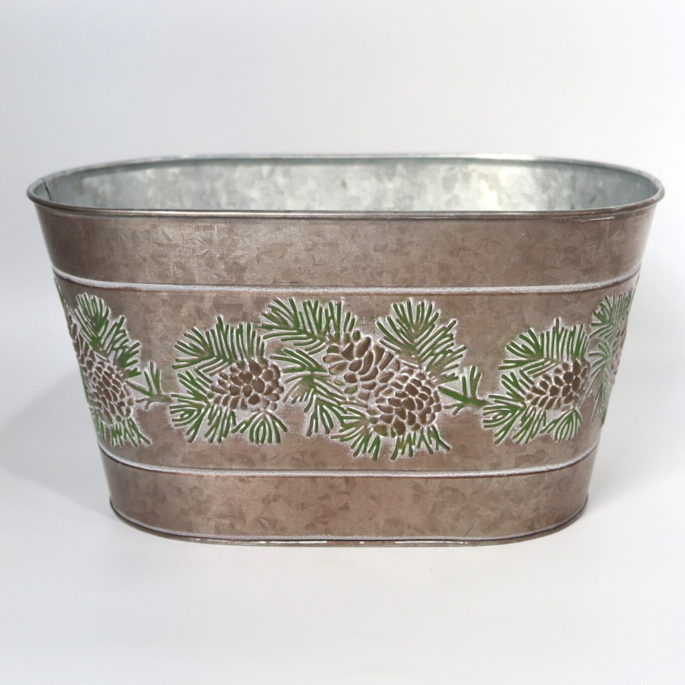 Set of 4 Embossed Pine Cone Pattern Metal Planter - Walmart.com