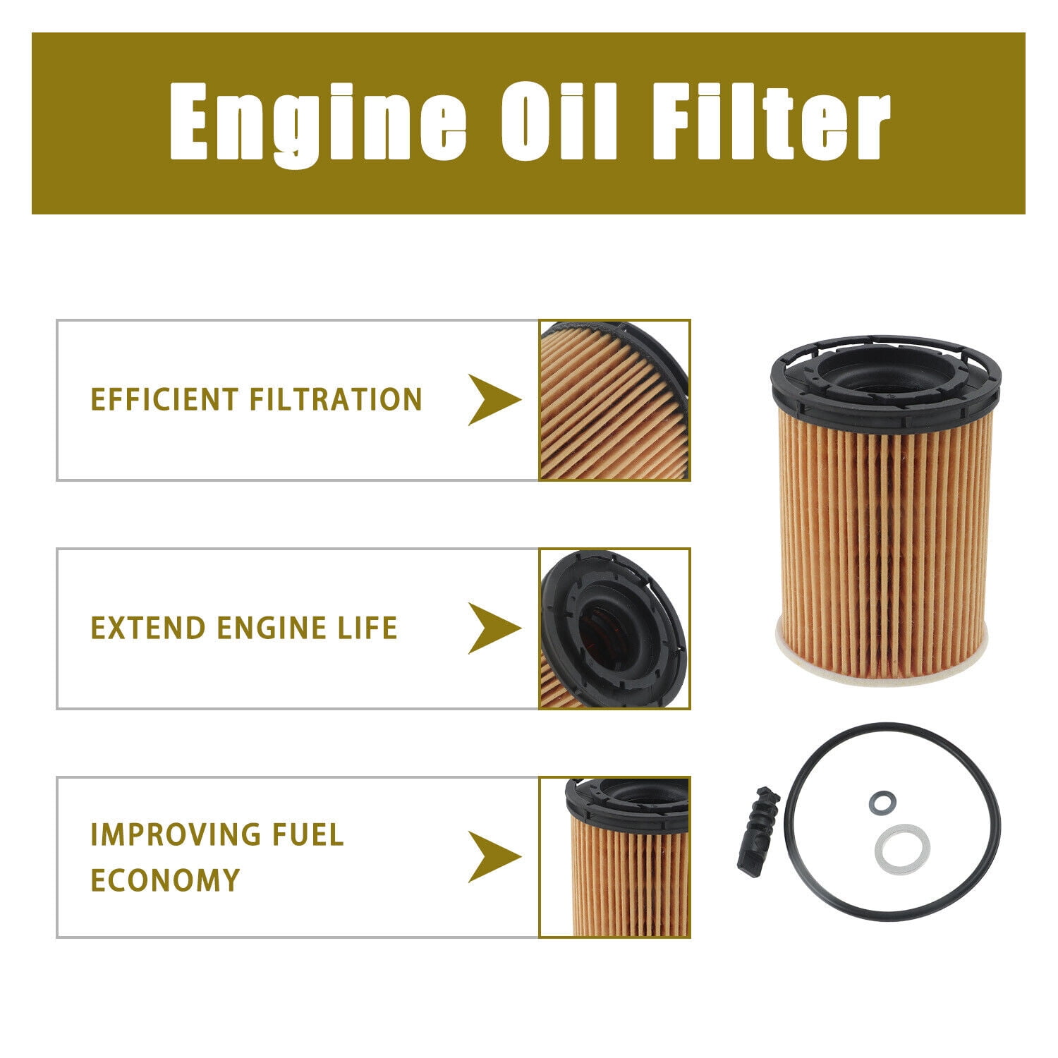 Set of 4 Engine Oil Filter Element for 2021-2023 Genesis G80 GV70 GV80 ...