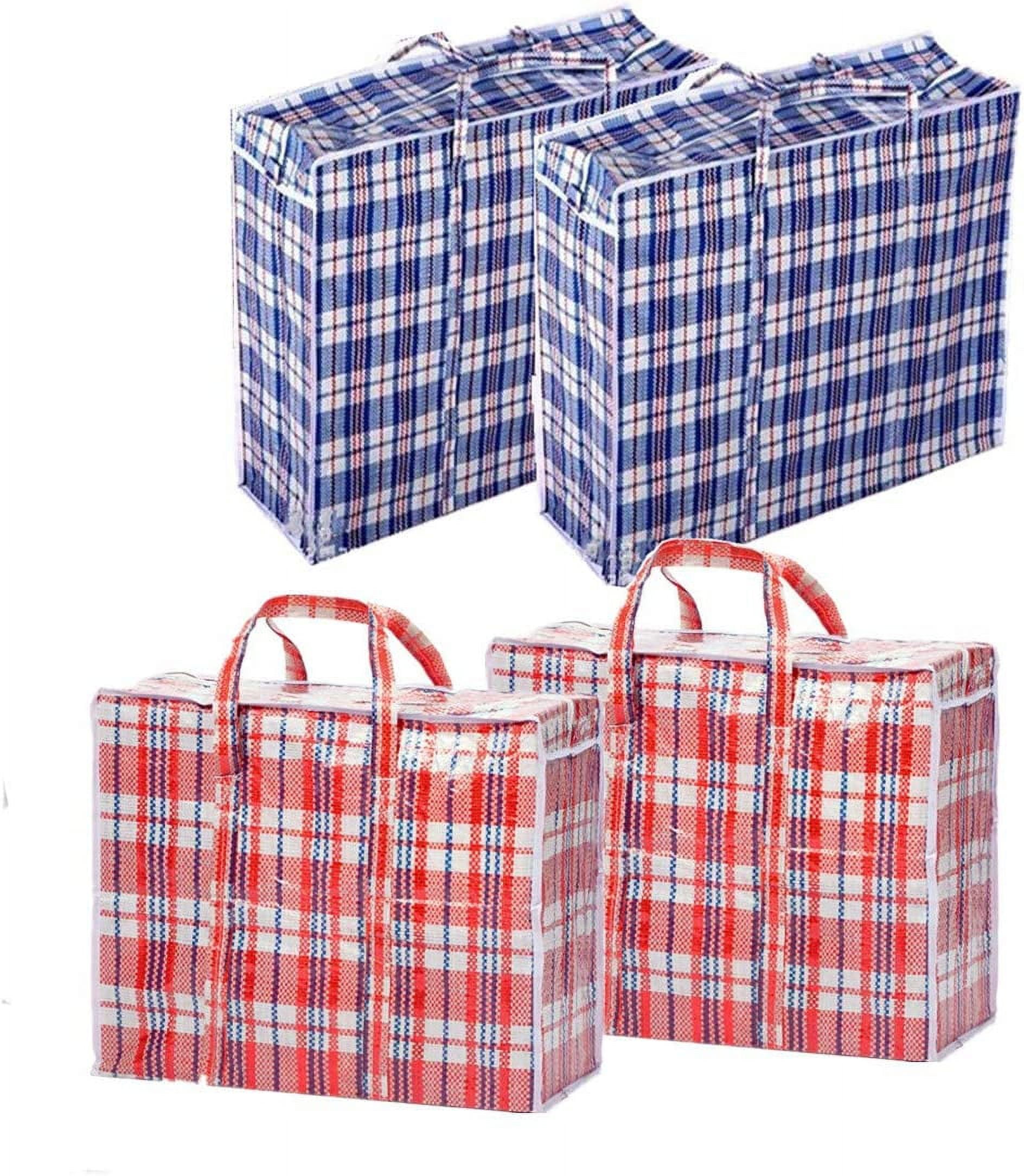 Set of 4 Extra-Large Jumbo Plastic Checkered Storage Laundry Shopping ...