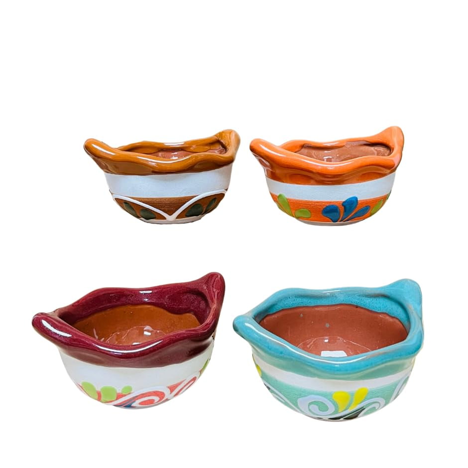 Set of 4 Extra Small Cazuelita Clay Bowl - Guelaguetza Designs - Salsa ...