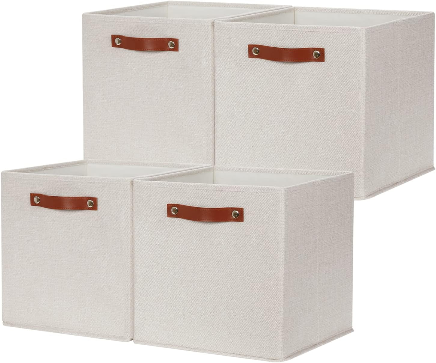 Set of 4 Fabric Storage Cubes, 12 X 12 Cloth Baskets with Handles for ...