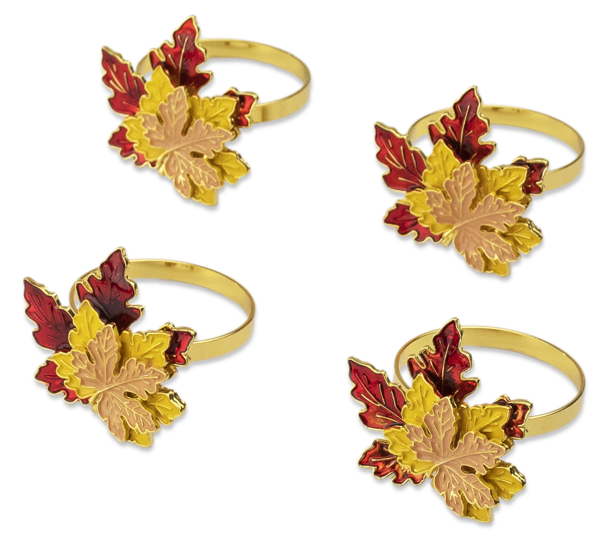 Set of 4 Fall Maple Leaf Napkin Rings - Walmart.com