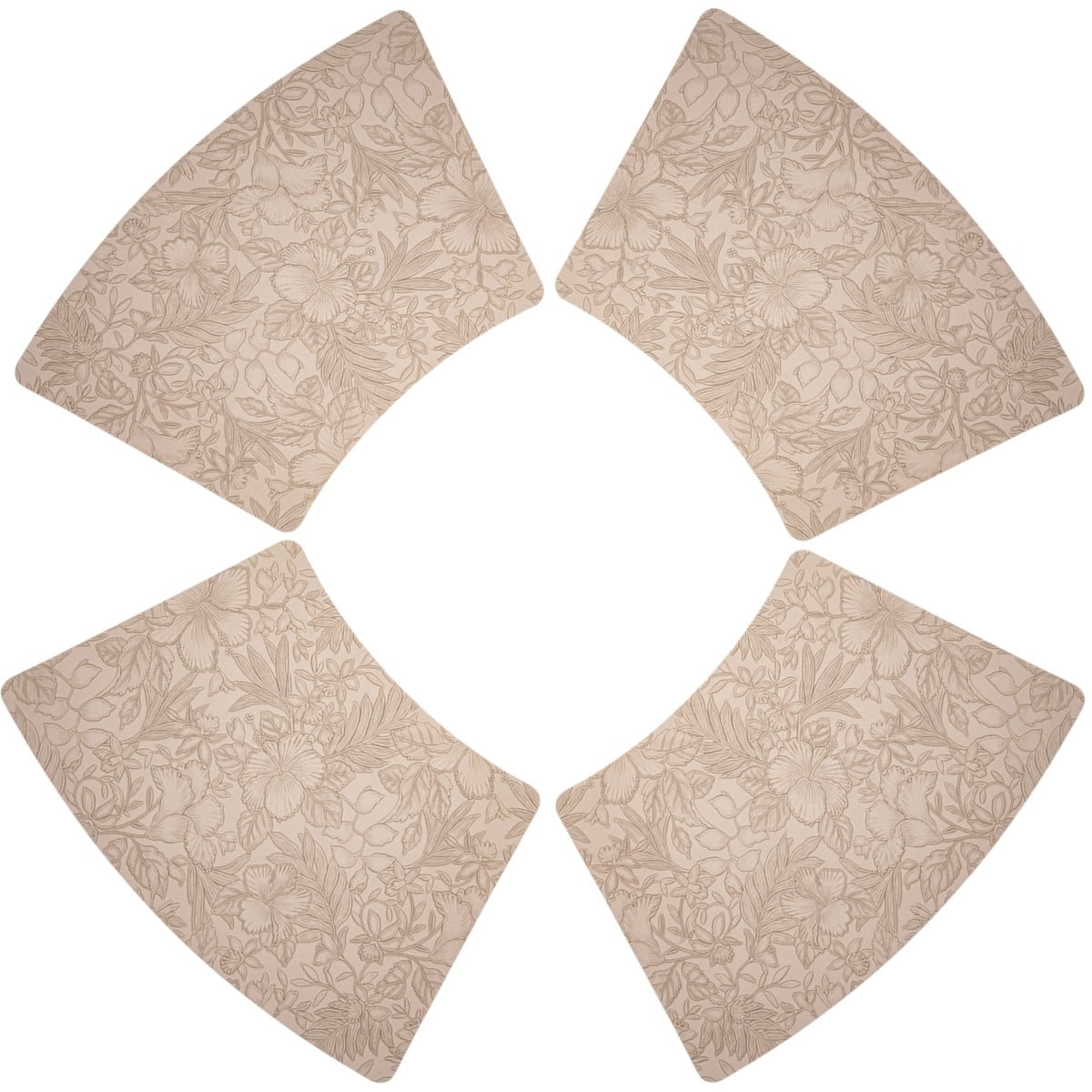 Set of 4 Fan Shaped Leather Wedge Placemats,Heatproof,Waterproof,Oil ...