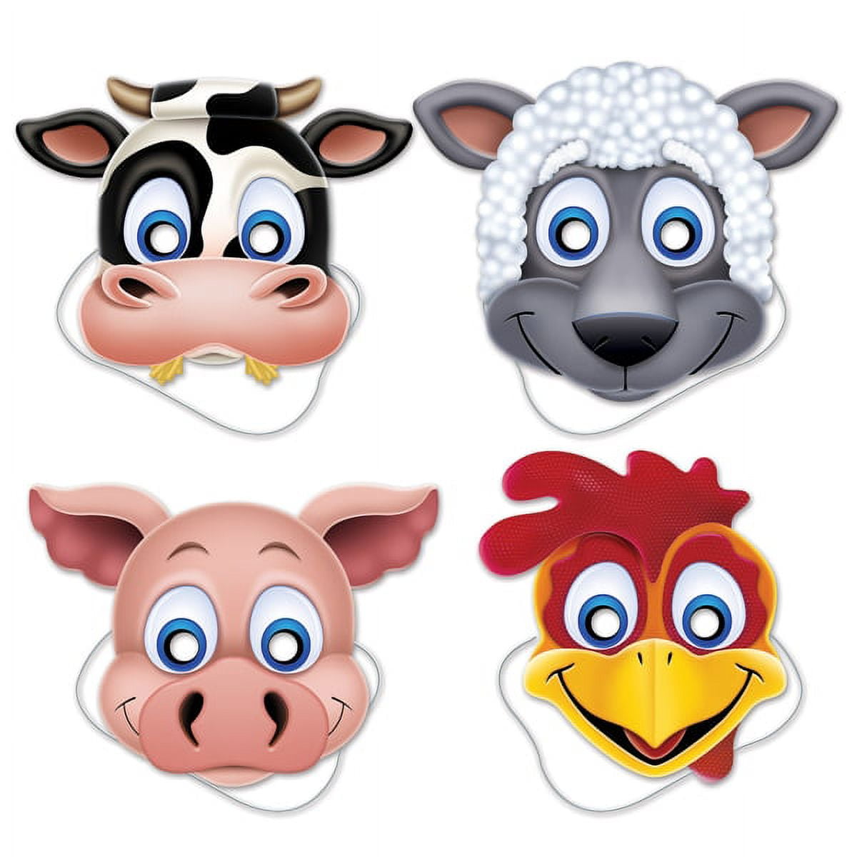 Set of 4 Farm Animal Masks Party Masks Costume Accessory - Walmart.com