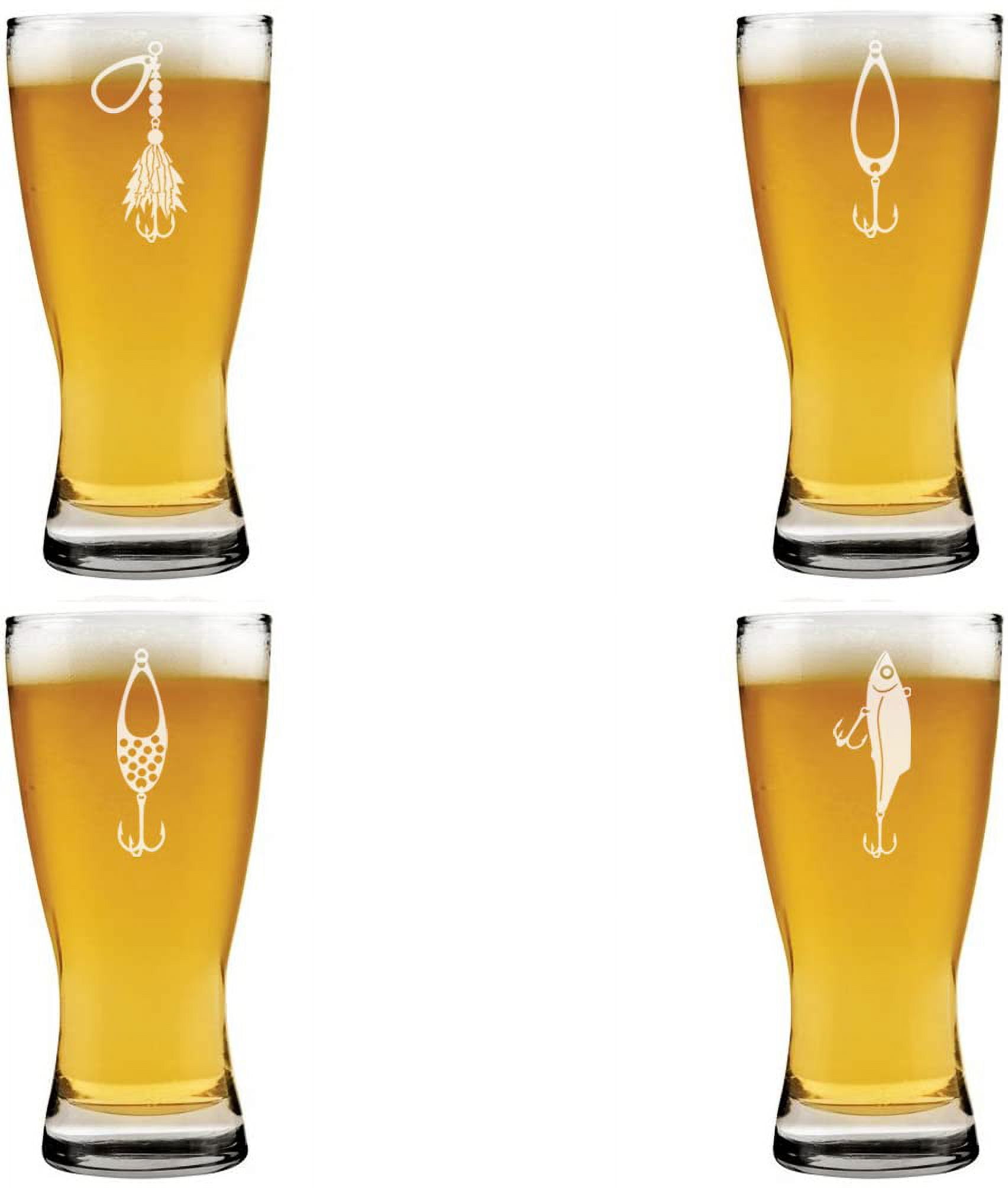 Set of 4 Fishing Lures 15 oz Beer Pilsner Glass - Walmart.com