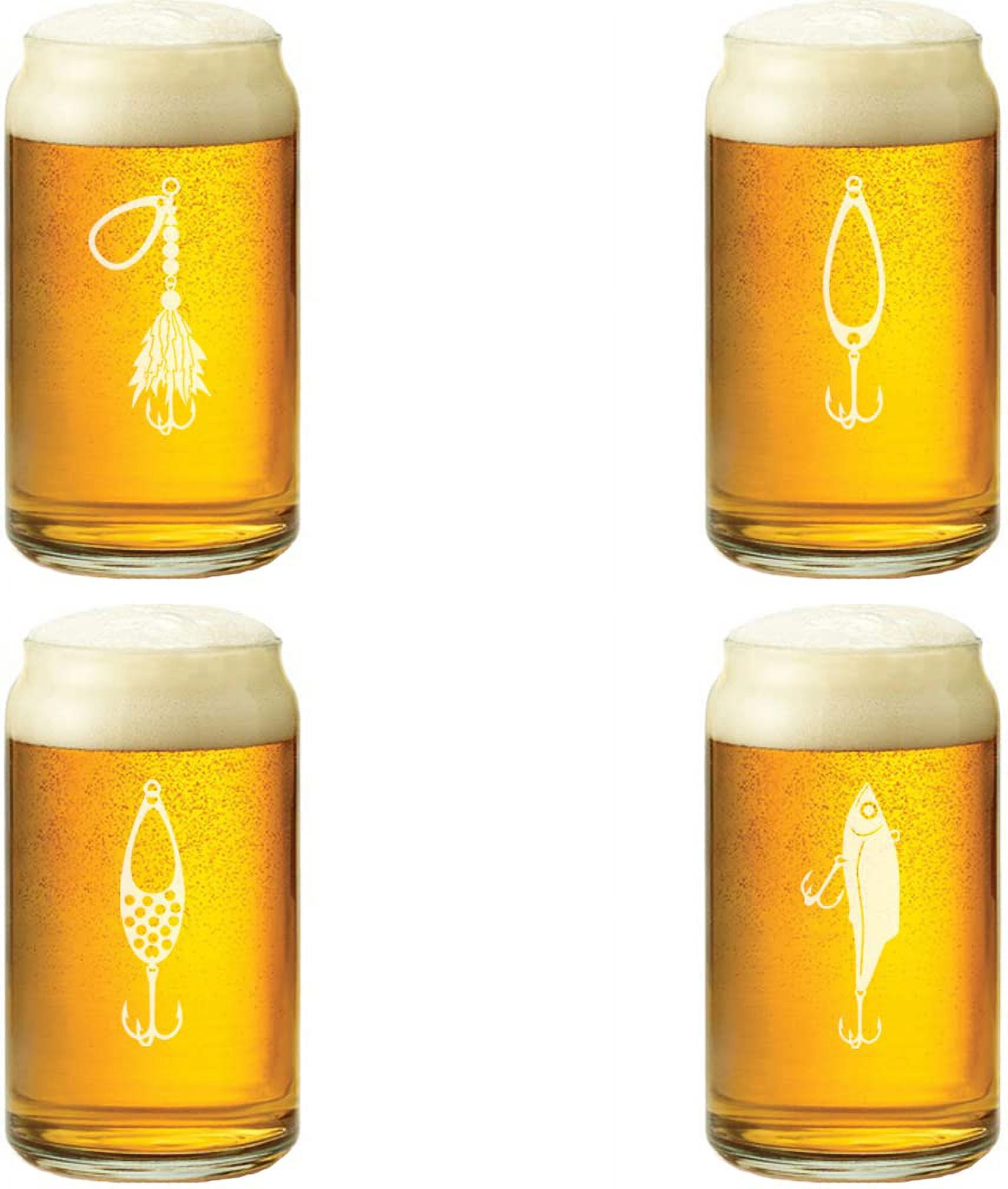 Set of 4 Fishing Lures 16 oz Beer Can Glass - Walmart.com