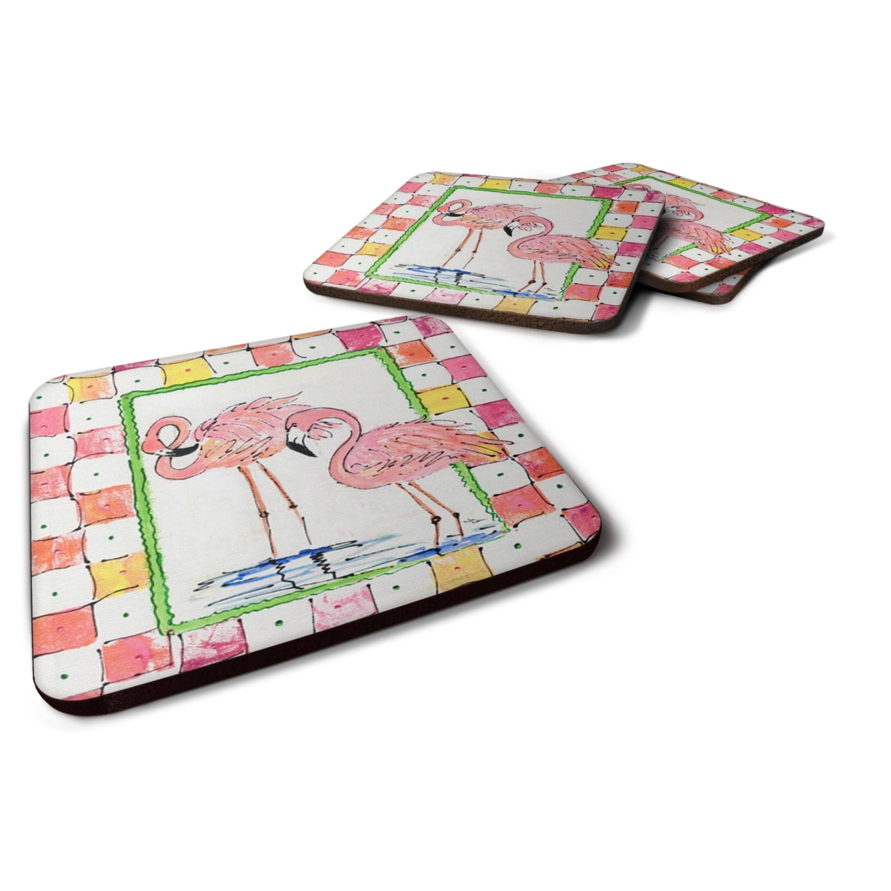 Set of 4 Flamingo Foam Coasters - Walmart.com