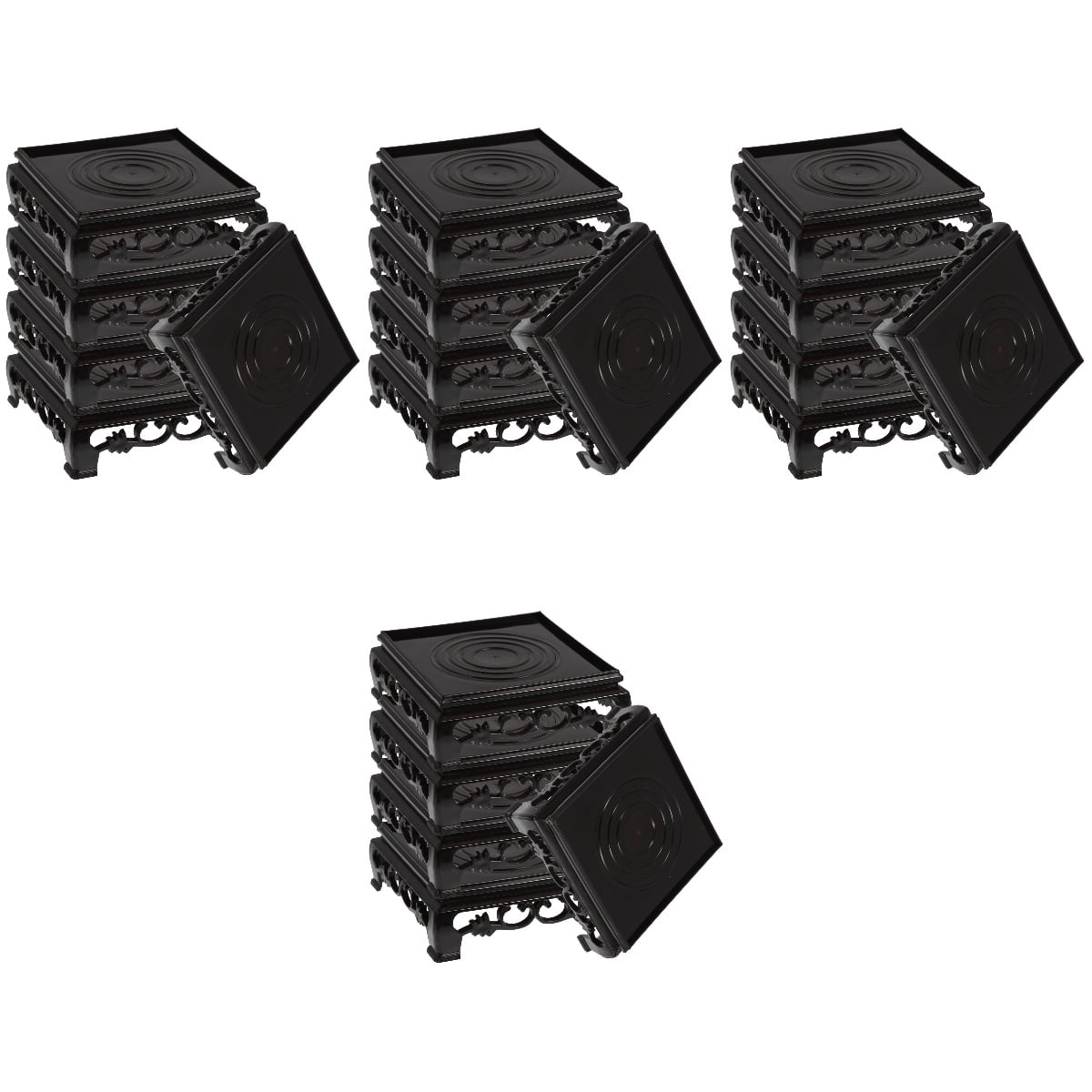 Set of 4 Floor Platform Statues Flower Pot Tray Plant Stand Polished ...