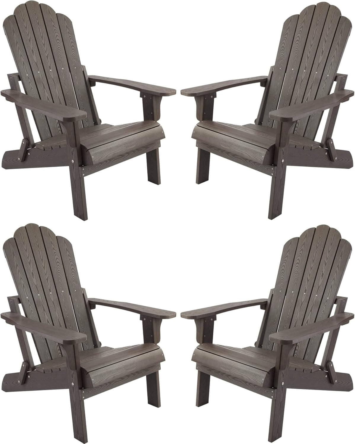 Set of 4 Foldable Adirondack Chairs, Durable Weather Resistant Plastic ...