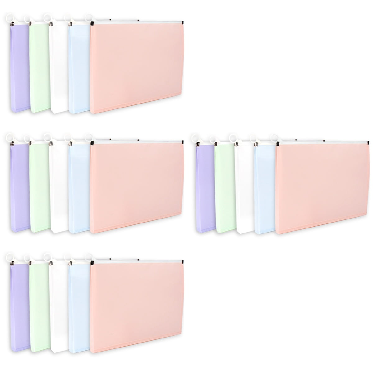 Set of 4 Folder with Zipper Pouch File Organizer Bag Zippered Folders ...