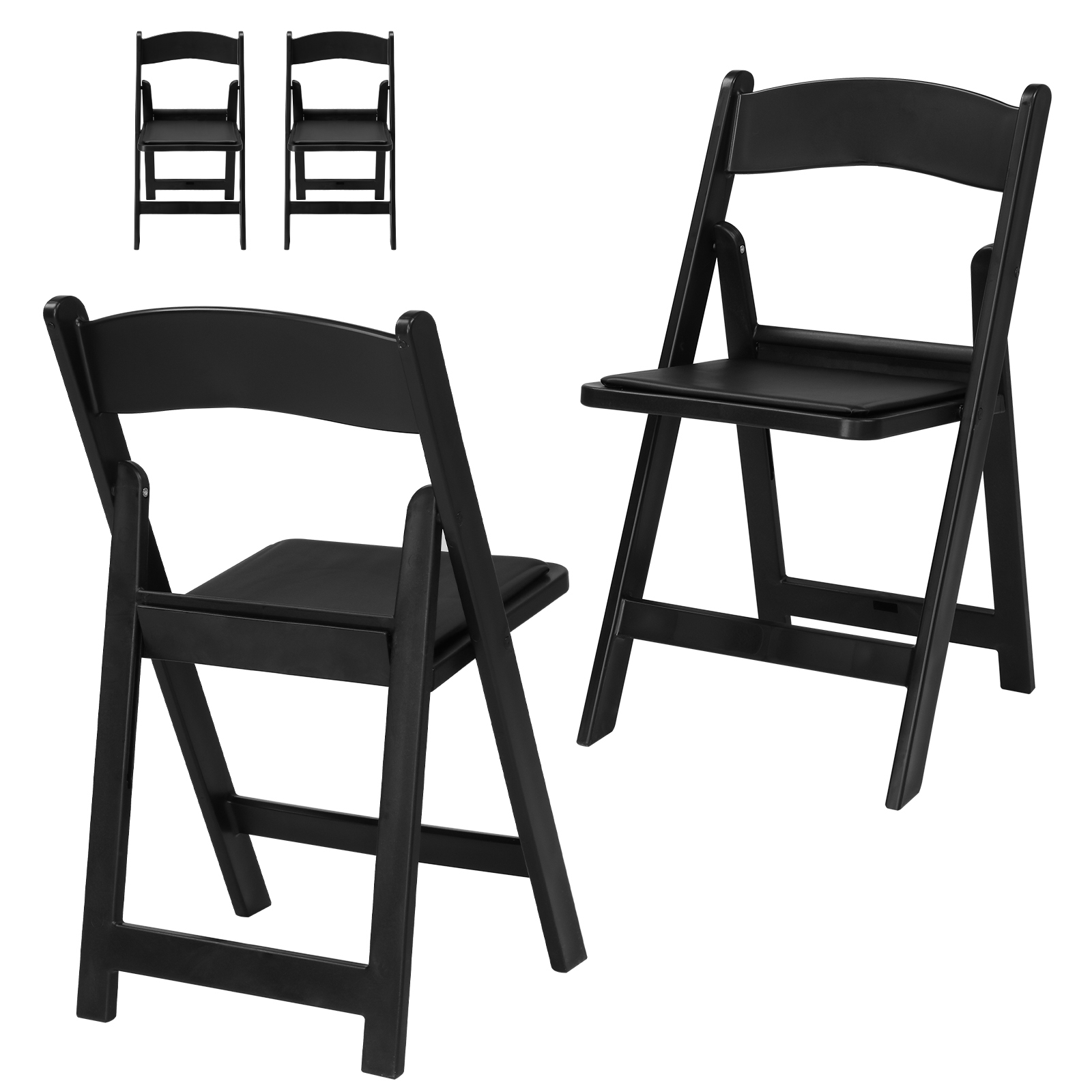 Set of 4 Folding Chairs, Portable Plastic Durable Chairs for Convention ...