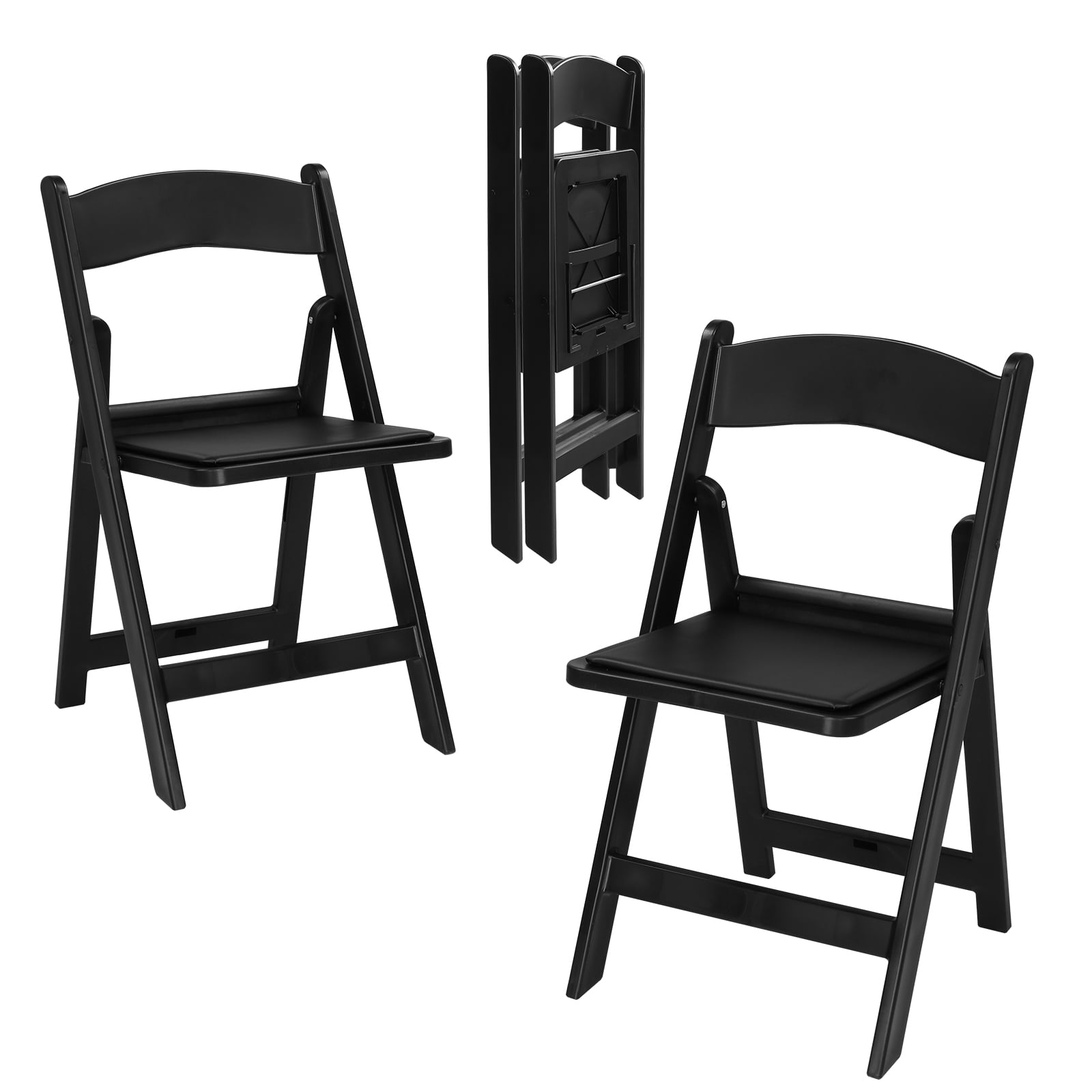 Set of 4 Folding Chairs with Padded Seat for Parties and Weddings ...