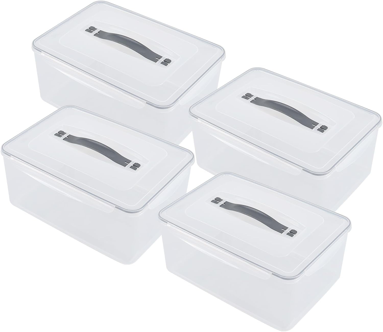 Set of 4 Food Containers Sizes with Lids & Locking Sides & Handle, 15 ...