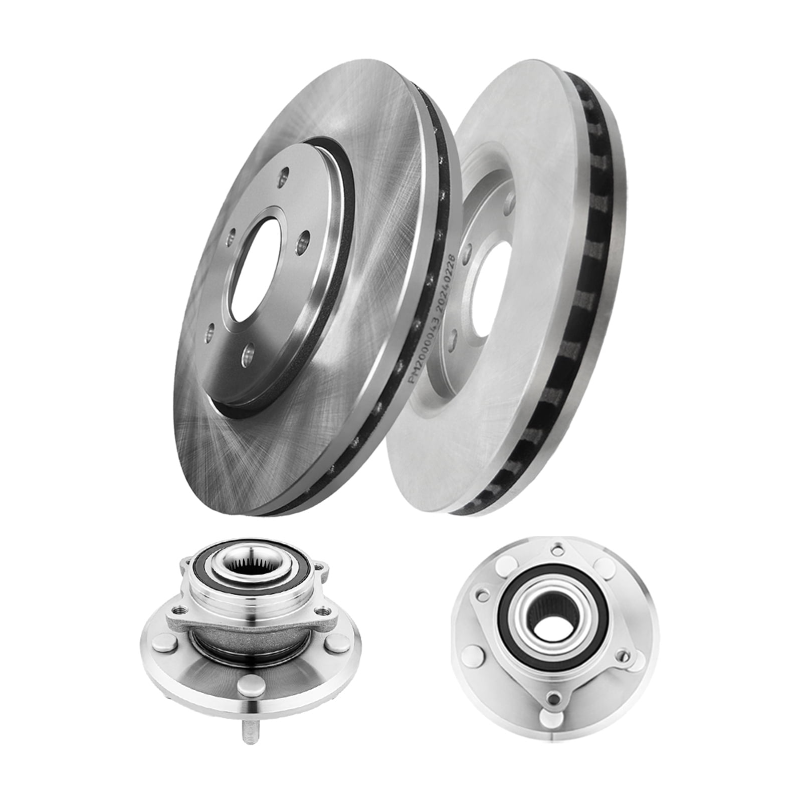 Set of 4 Front Disc Brake Rotors-Wheel Hub Bearing Assembly For 2009 ...