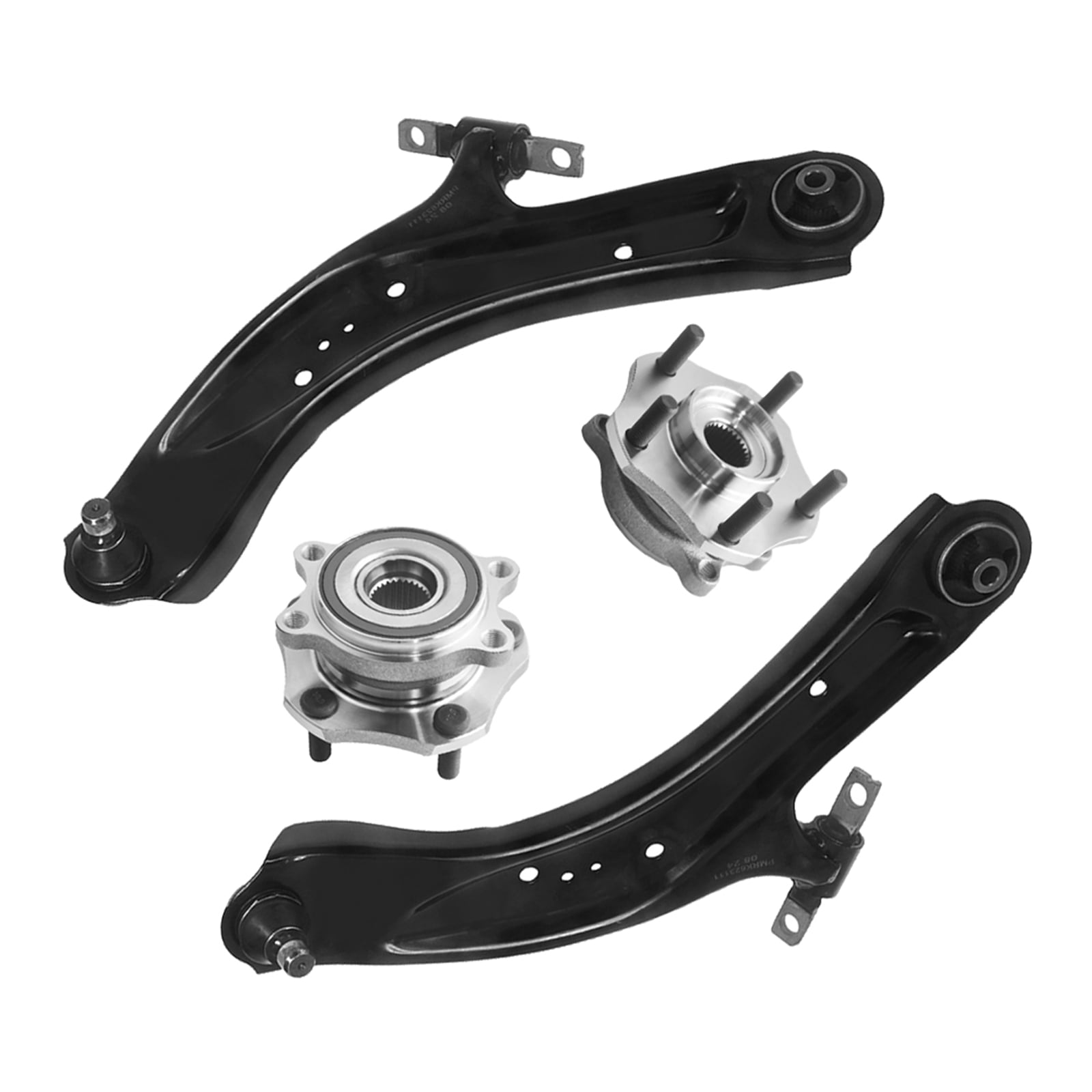 Set of 4 Front Lower Control Arm Ball Joint-Wheel Hub Bearing Assembly ...