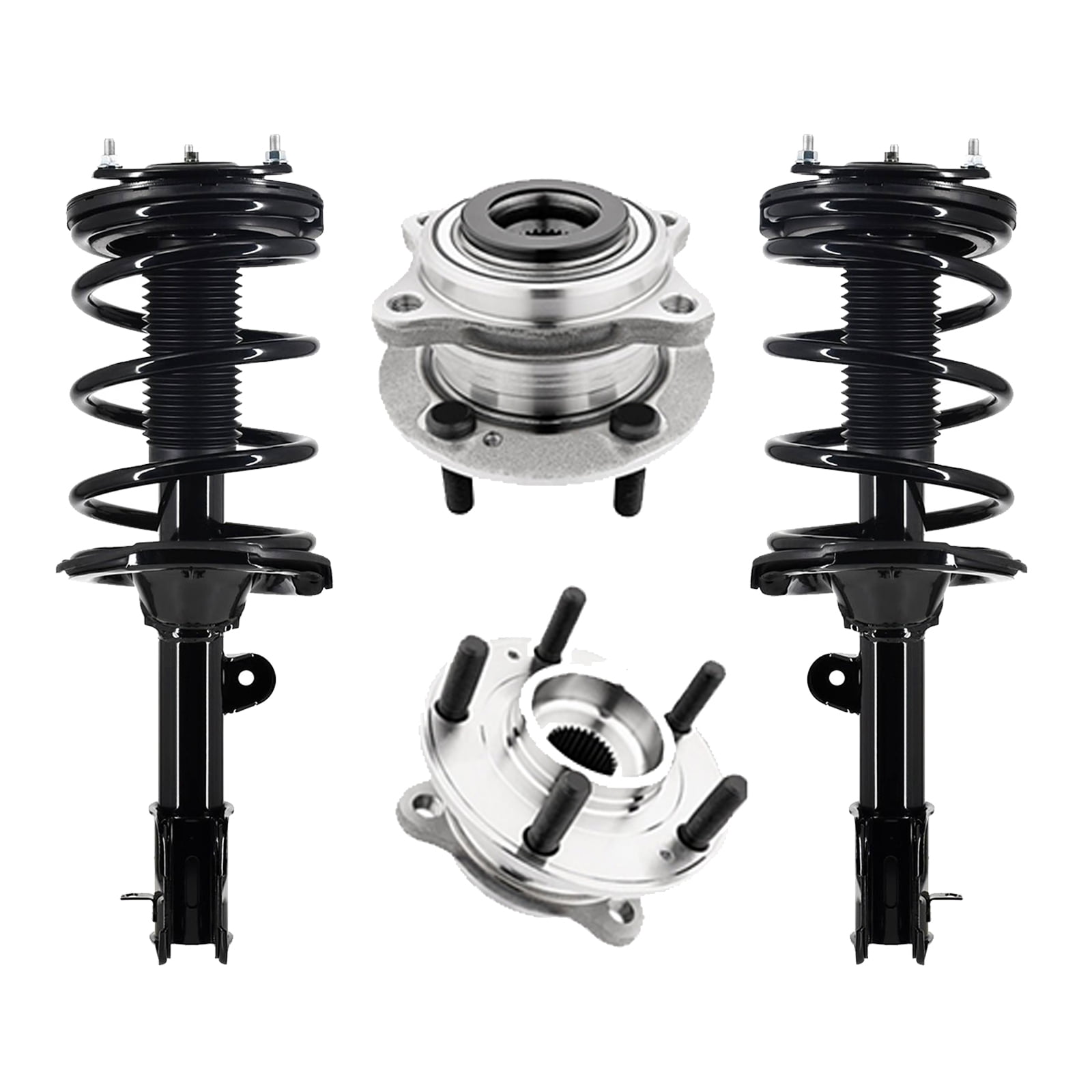 Set of 4 Front Quick Complete Strut-Coil Spring Assembly-Wheel Hub ...