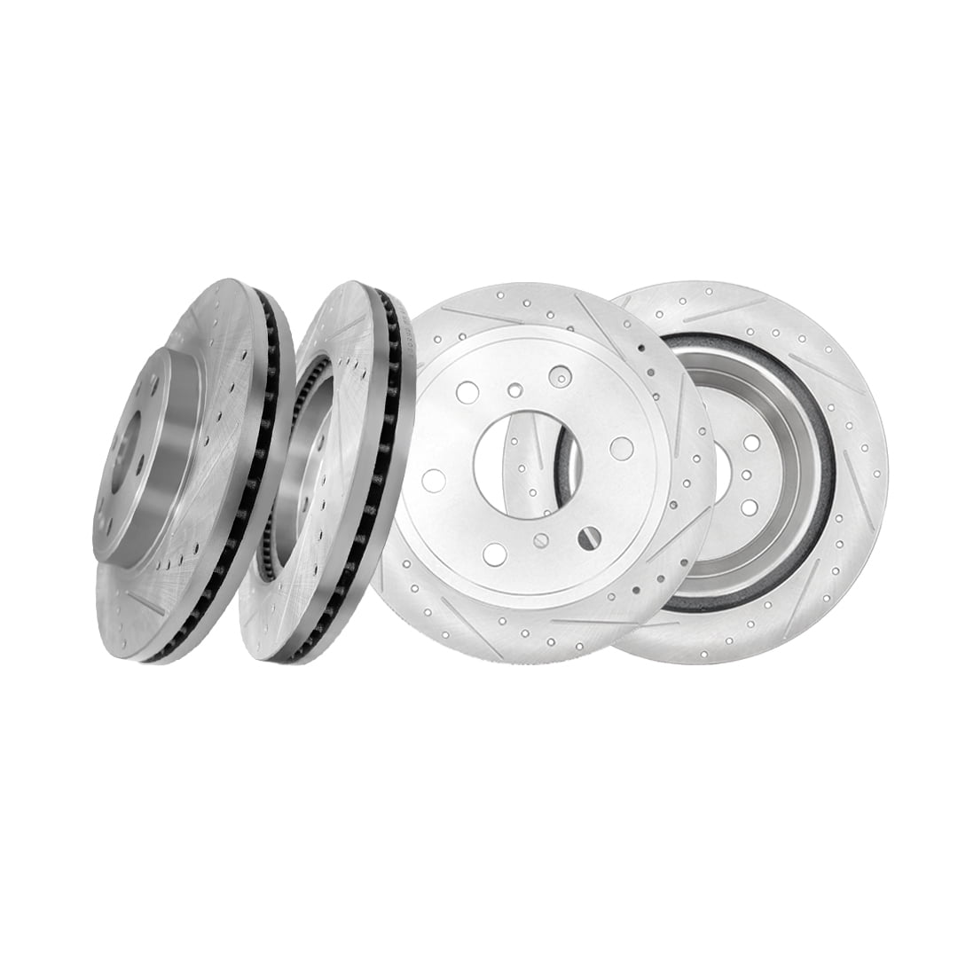 Set of 4 Front-Rear Drilled Slotted Disc Brake Rotors For 2015-2020 GMC ...