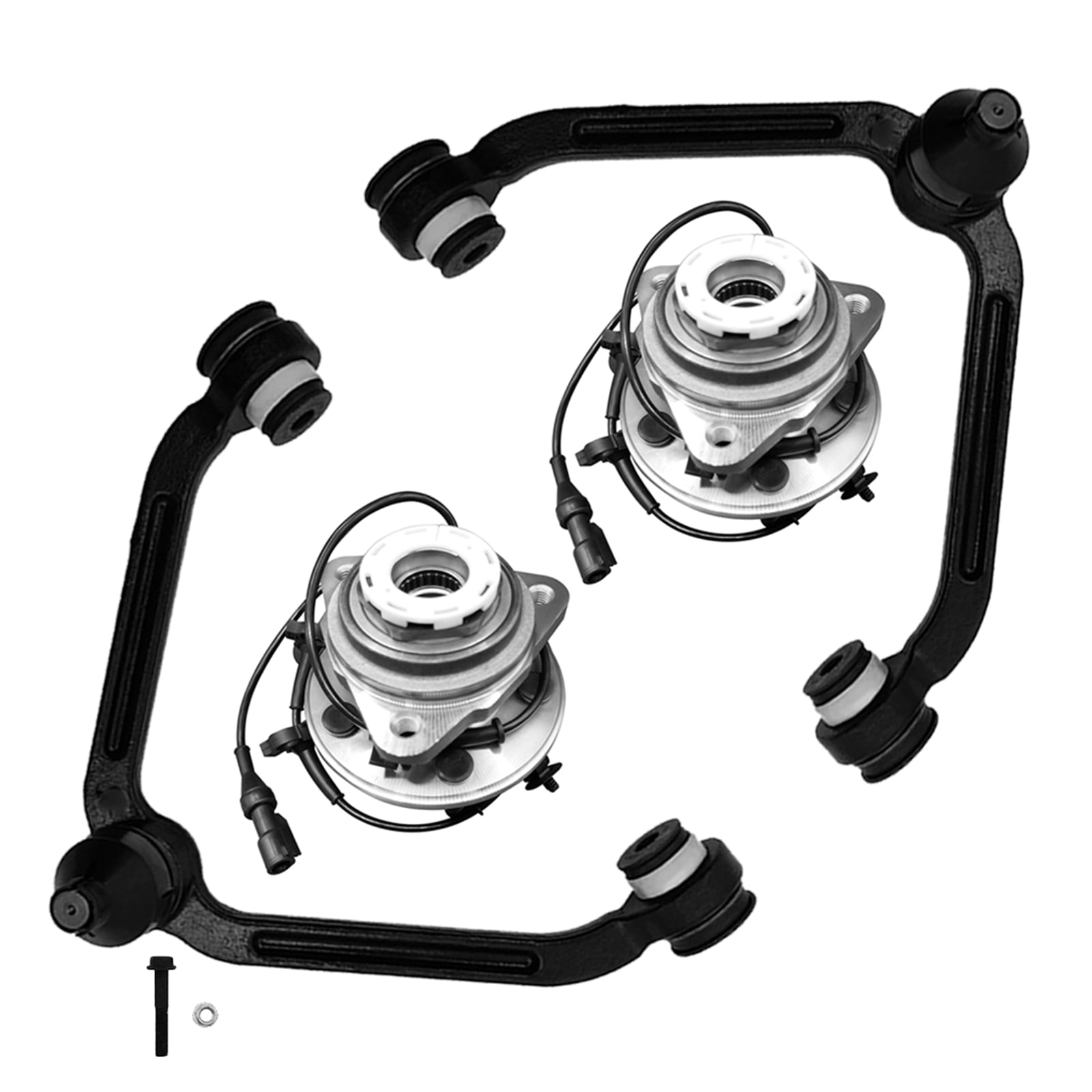 Set of 4 Front Upper Control Arm Ball Joint-Wheel Hub Bearing Assembly ...